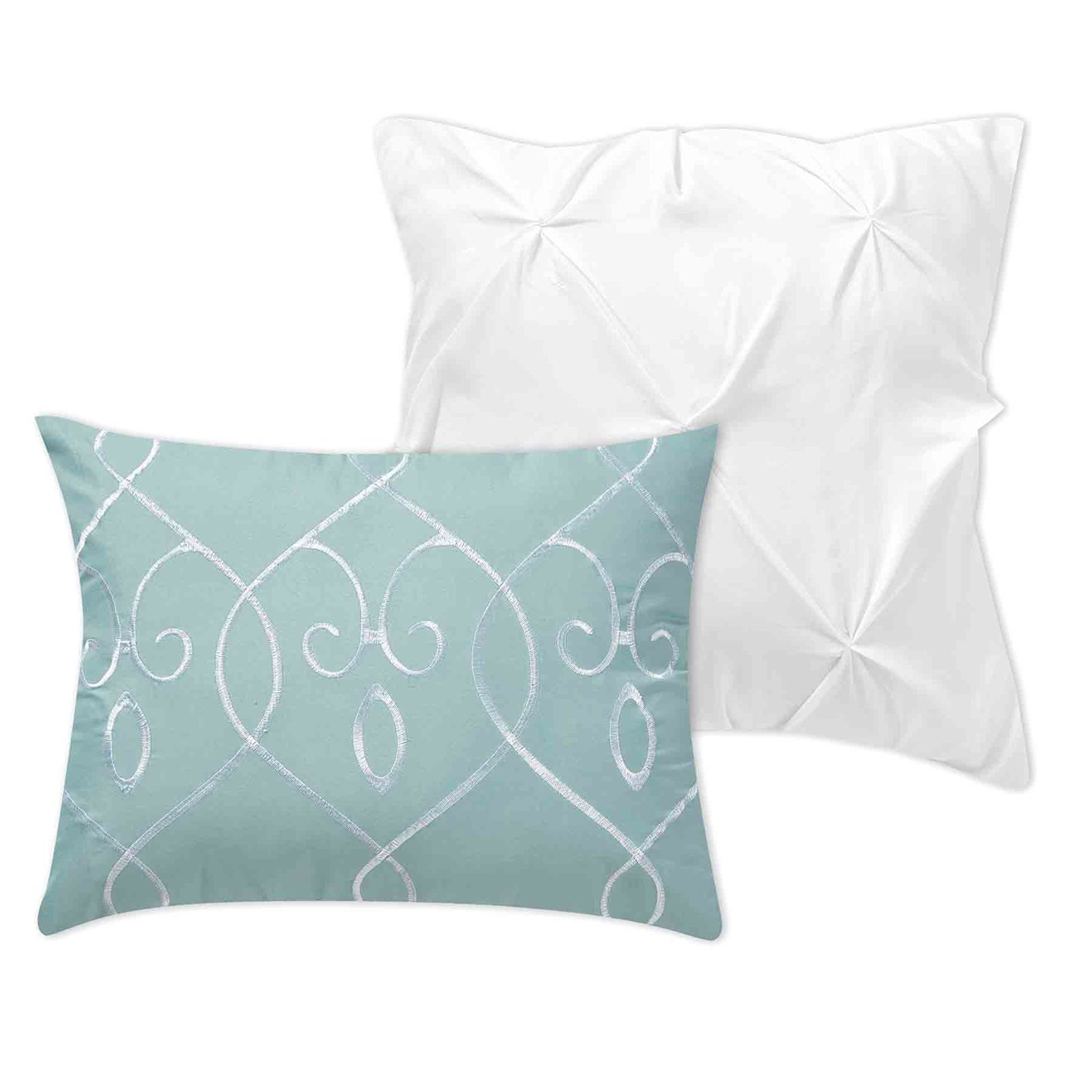 8-Piece Jenna Aqua Lattice Essential Comforter Set, Full
