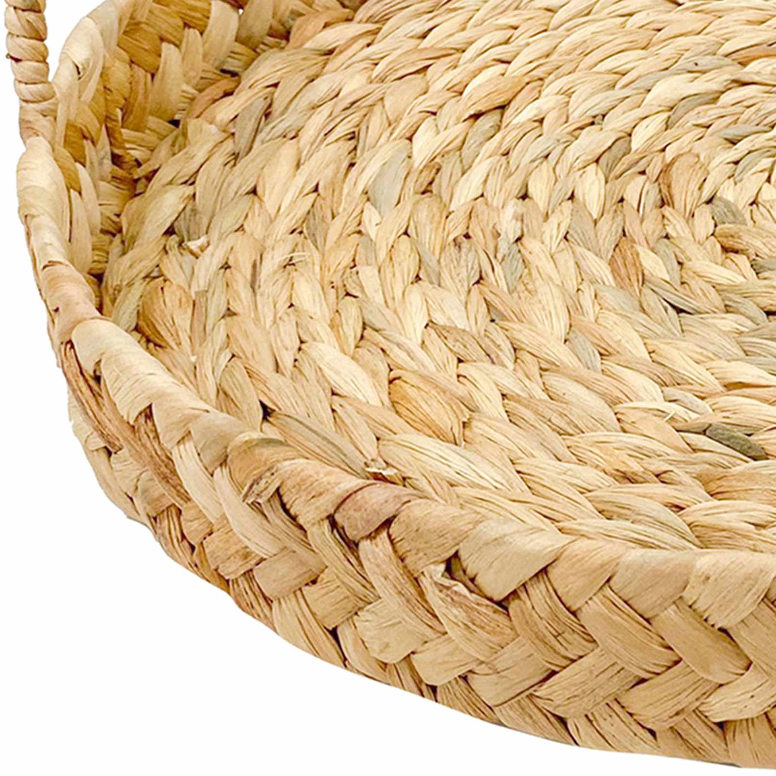 Round Natural Wicker Woven Decorative Tray, Large
