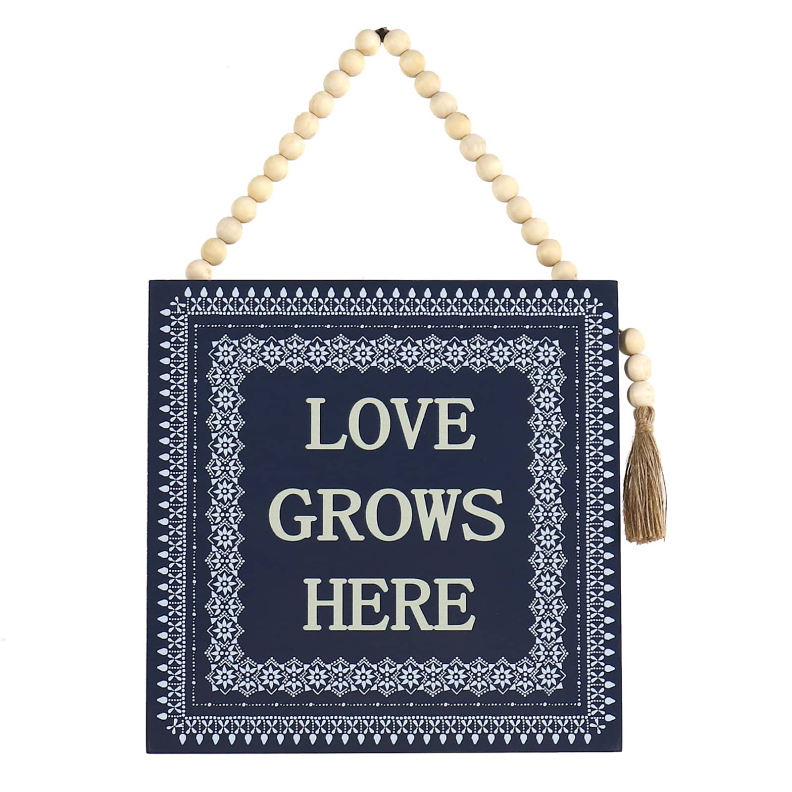 Honeybloom Blue Beaded Wall Sign, 10"