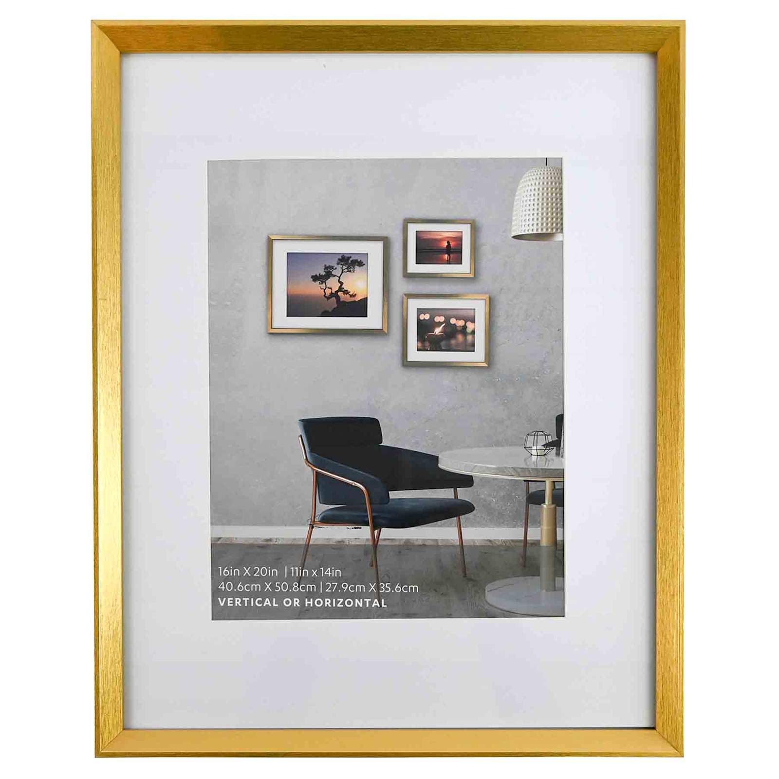 16x20 Matted to 11x14 Wall Frame, Gold