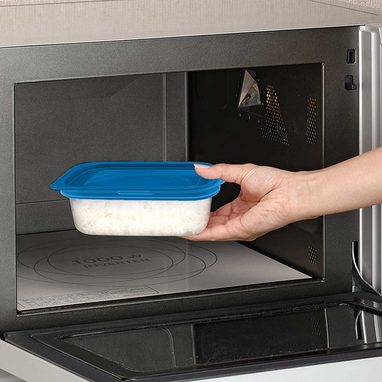 Farberware 10-Piece Aqua, Blue & Grey Storage Container Set, 13.5oz