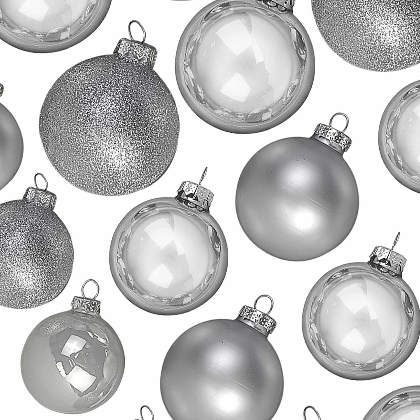 50 Count Silver Mix Glass Ornaments | Holiday Decor | At Home