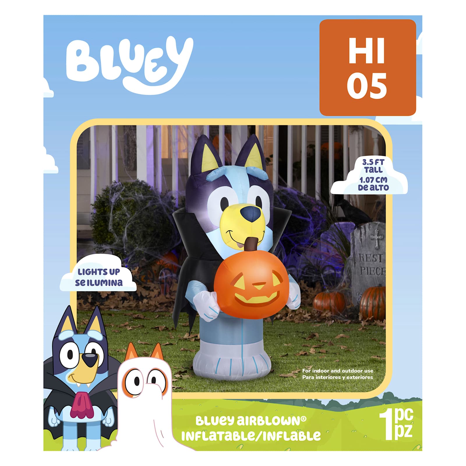 Inflatable Bluey in Vampire Costume 3.5ft | At Home
