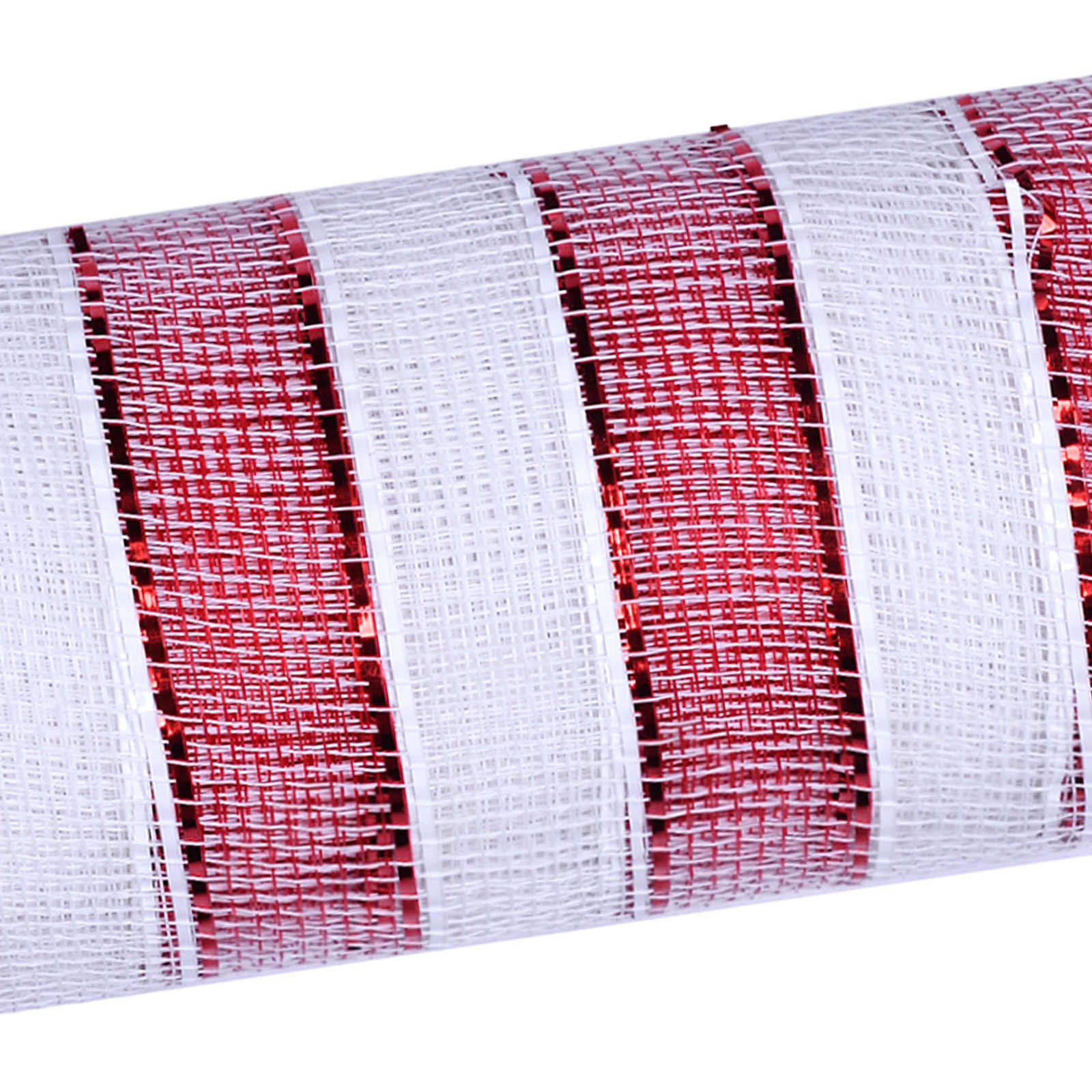 Red White Striped Mesh Ribbon 10.5in | Holiday Decor | At Home