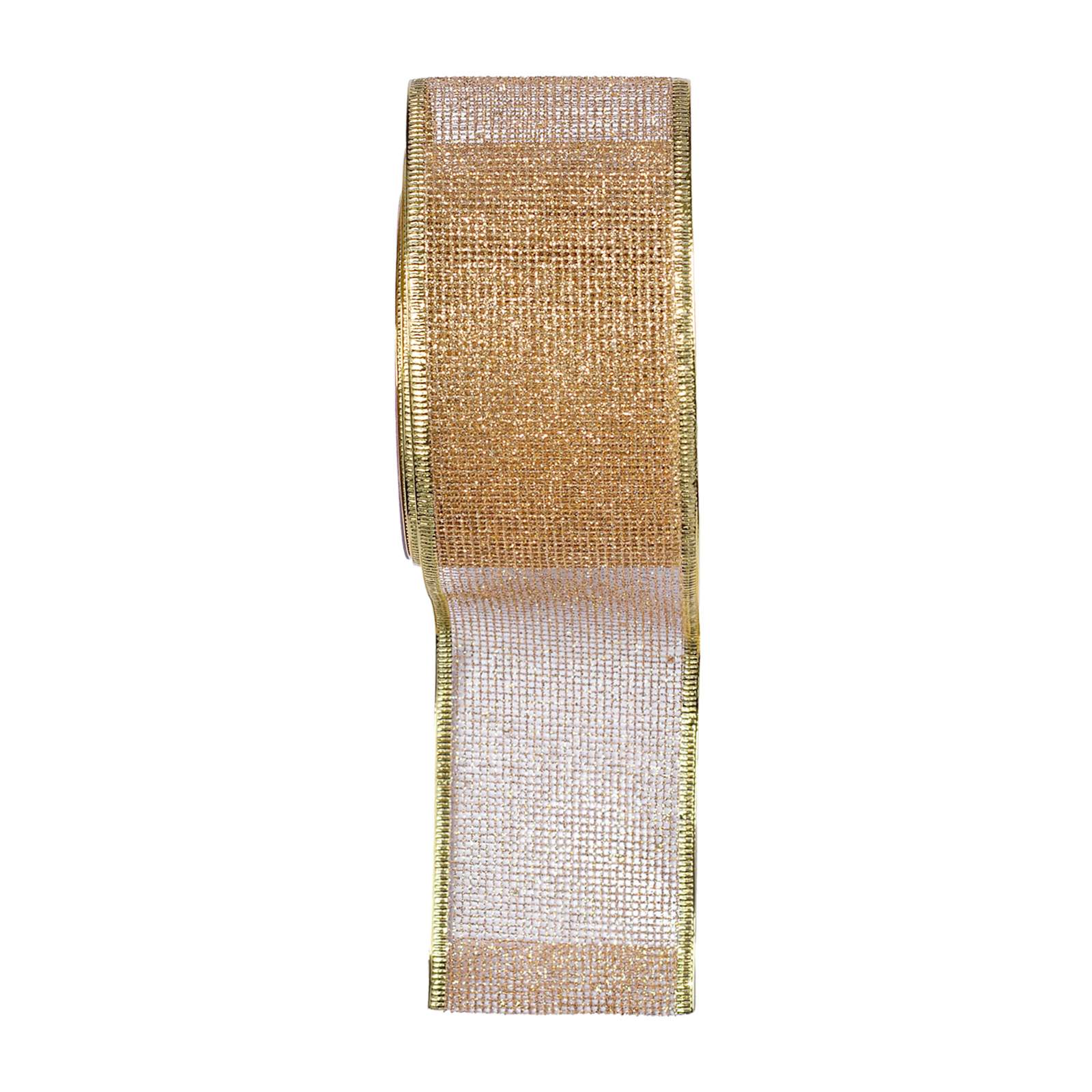 Gold Glittered Net Ribbon 2.5in x 8yd | Holiday Decor | At Home