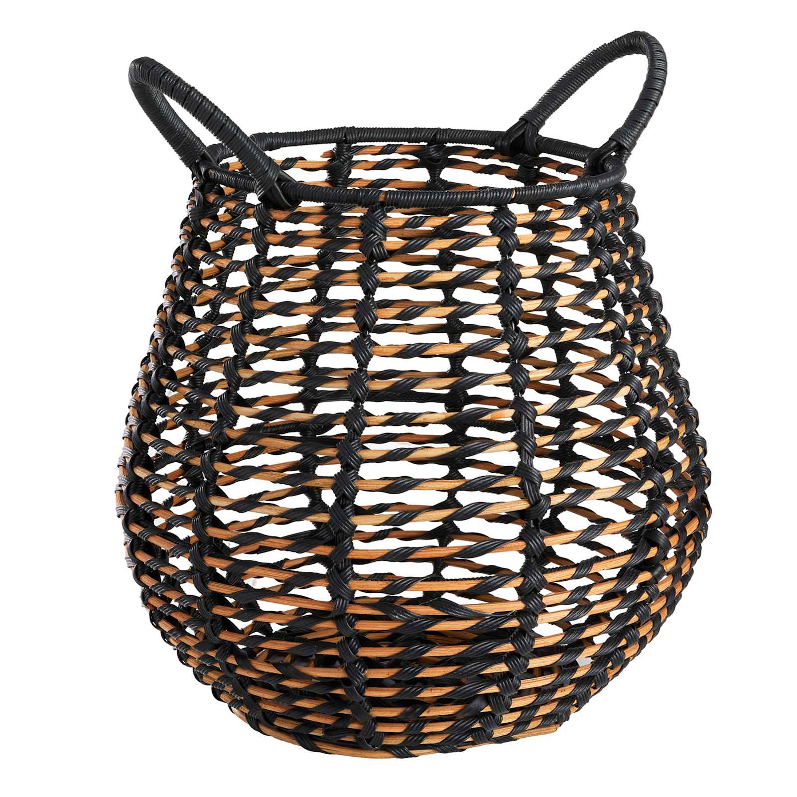 Medium Black & Natural Rattan Storage Basket | Rocco | Home Organization | At Home