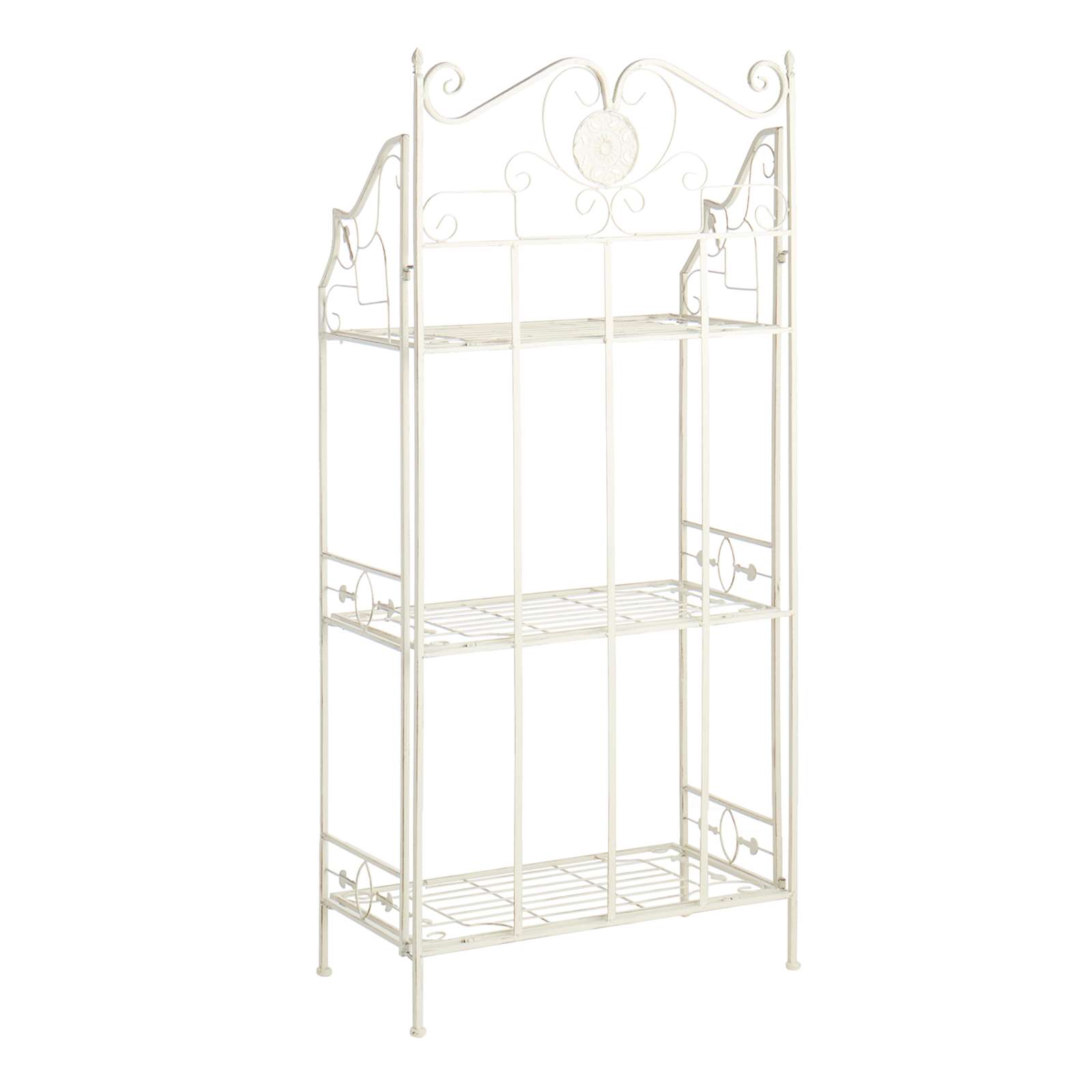 Antique White Metal Baker's Rack with Folding Shelves, 51" | At Home