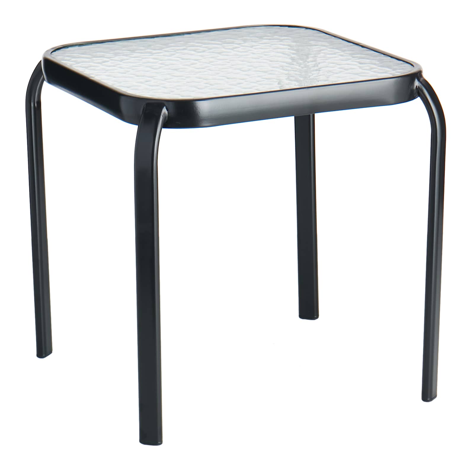 Black Square Steel Patio Table, 16" | At Home