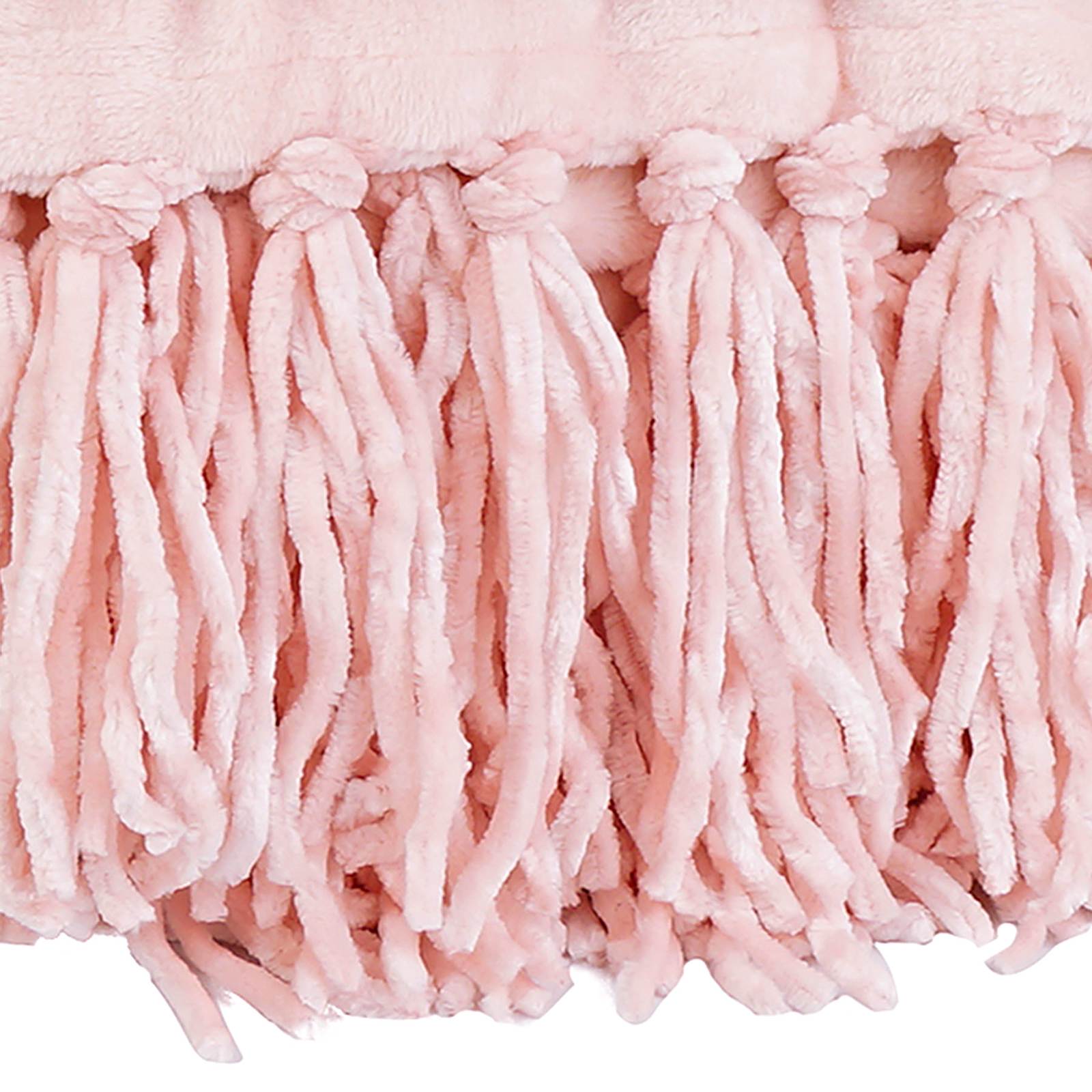 Pink Fringe Throw Blanket, 50x60