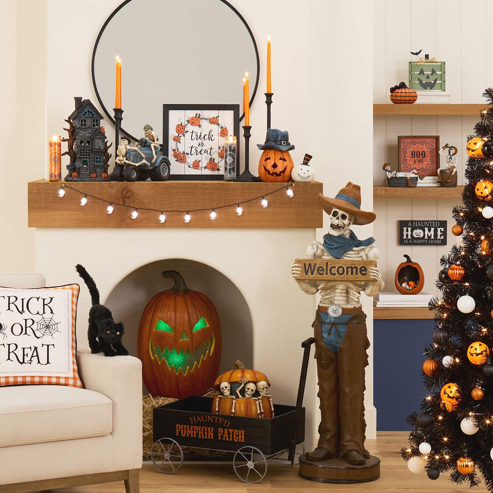 Skeleton Trio in Pumpkin | At Home