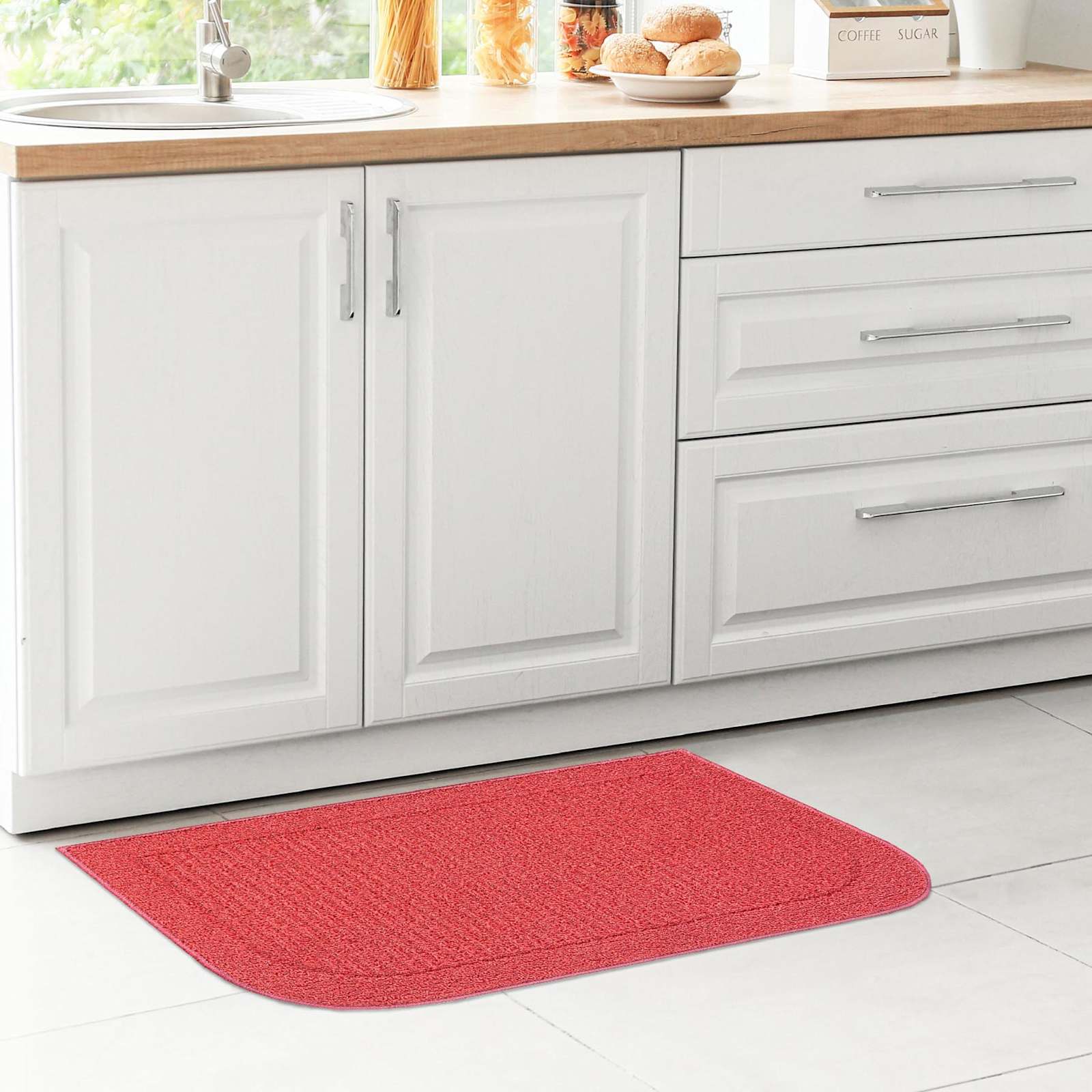 Stella Red Washable Kitchen Mat, 18x30