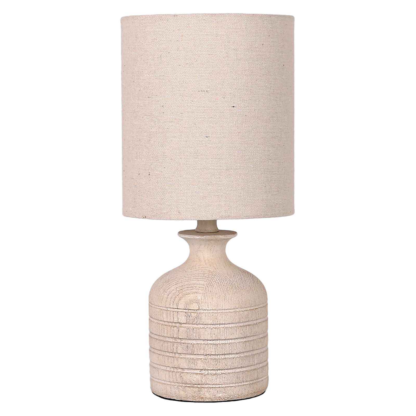 Whitewash Wood Finish Mini Table Lamp with Shade, 12"