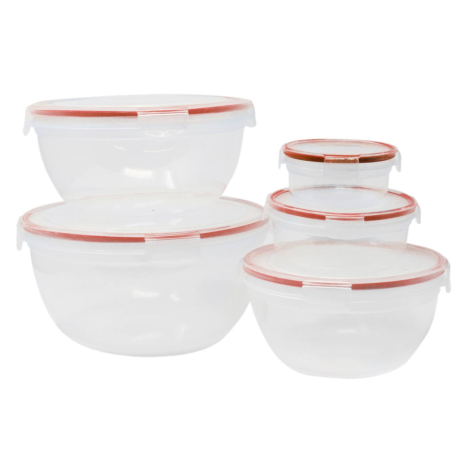 Farberware 10-Piece Round Food Storage Container Set, Red