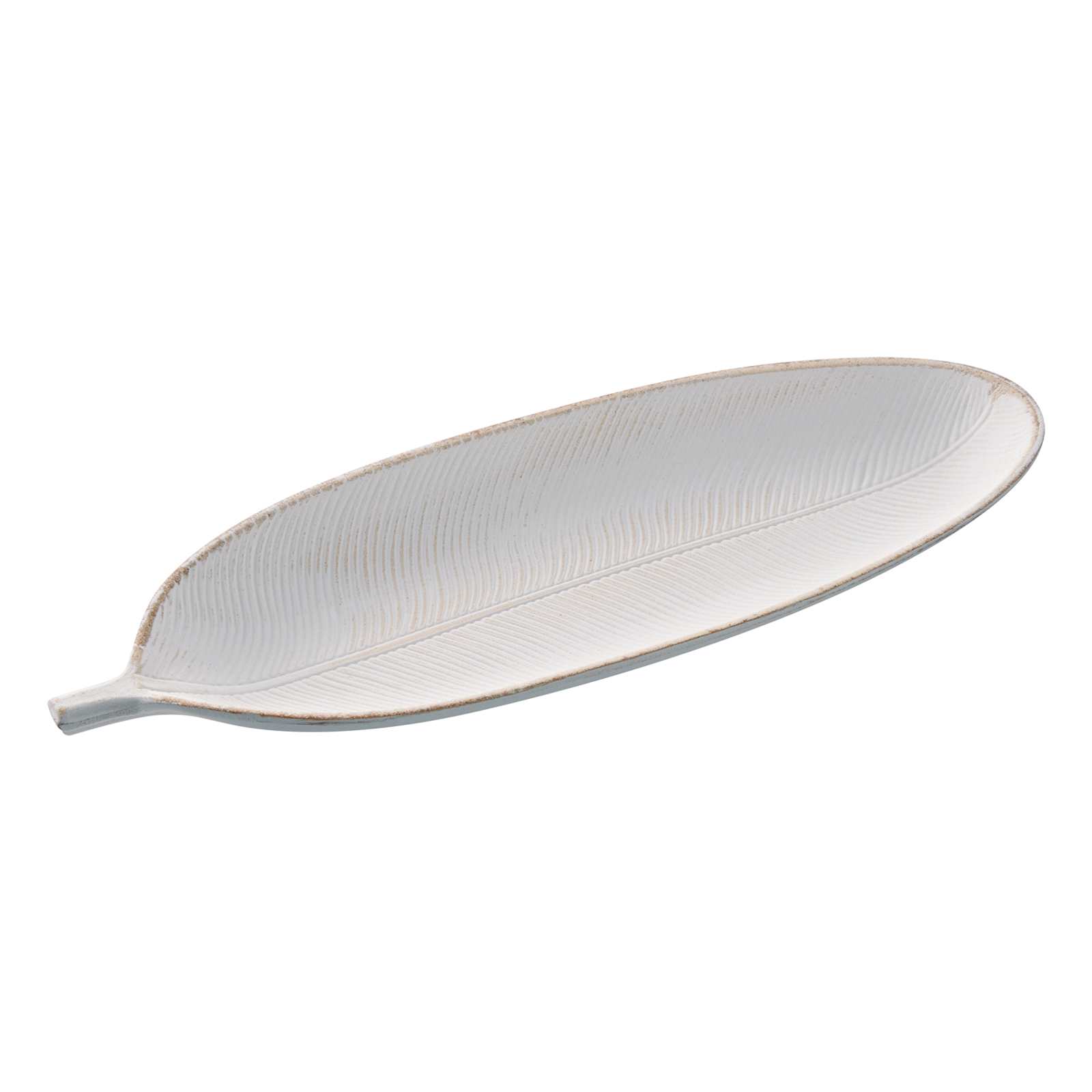 White Leaf Wooden Decorative Tray, 16"