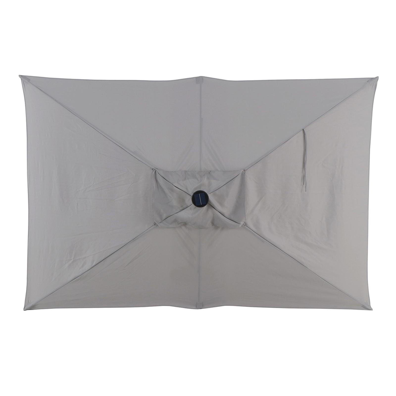 Light Grey Rectangle LED Aluminum Crank Outdoor Patio Umbrella | At Home