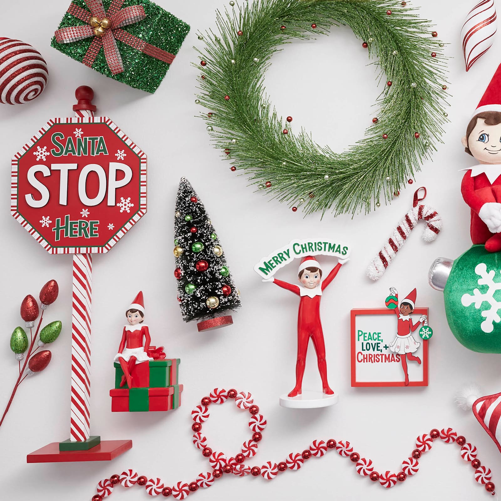 The Elf on the Shelf Santa Stop Here Sign 29in | Festive Holiday Sign ...