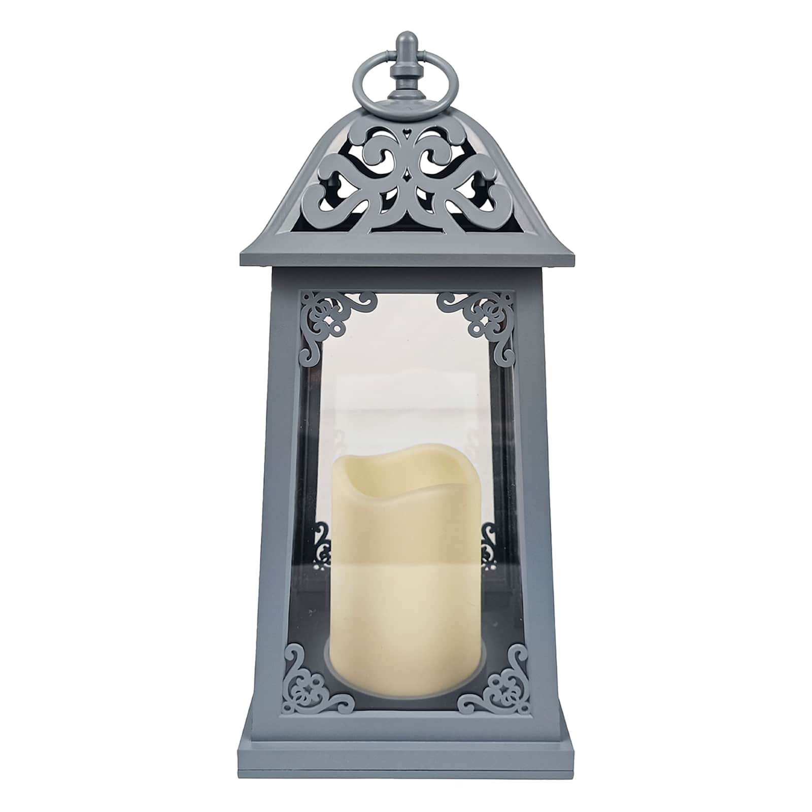 Grey LED Outdoor Lantern, 12" | At Home