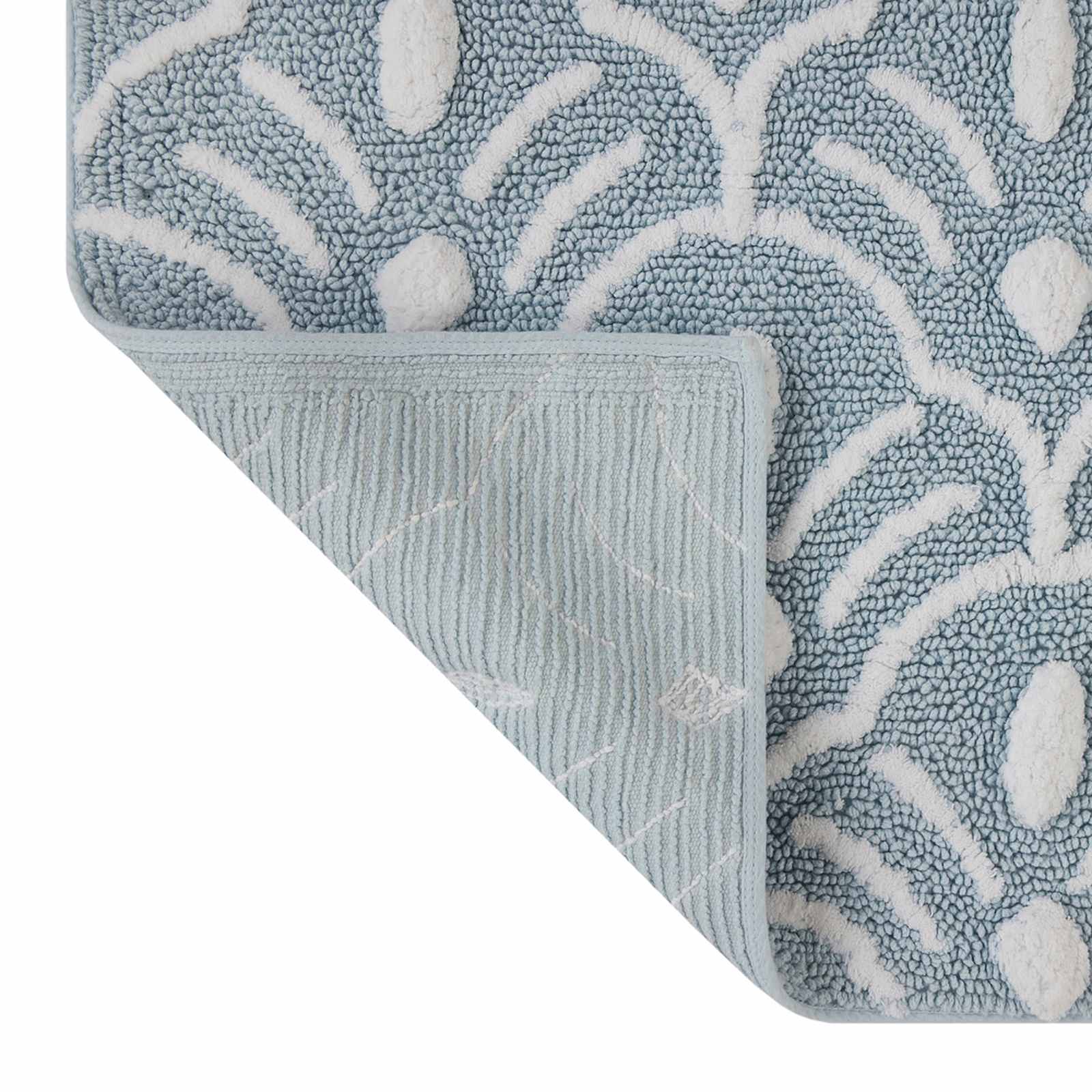 Light Blue Shell Design Cotton Bath Rug 20x30 | At Home