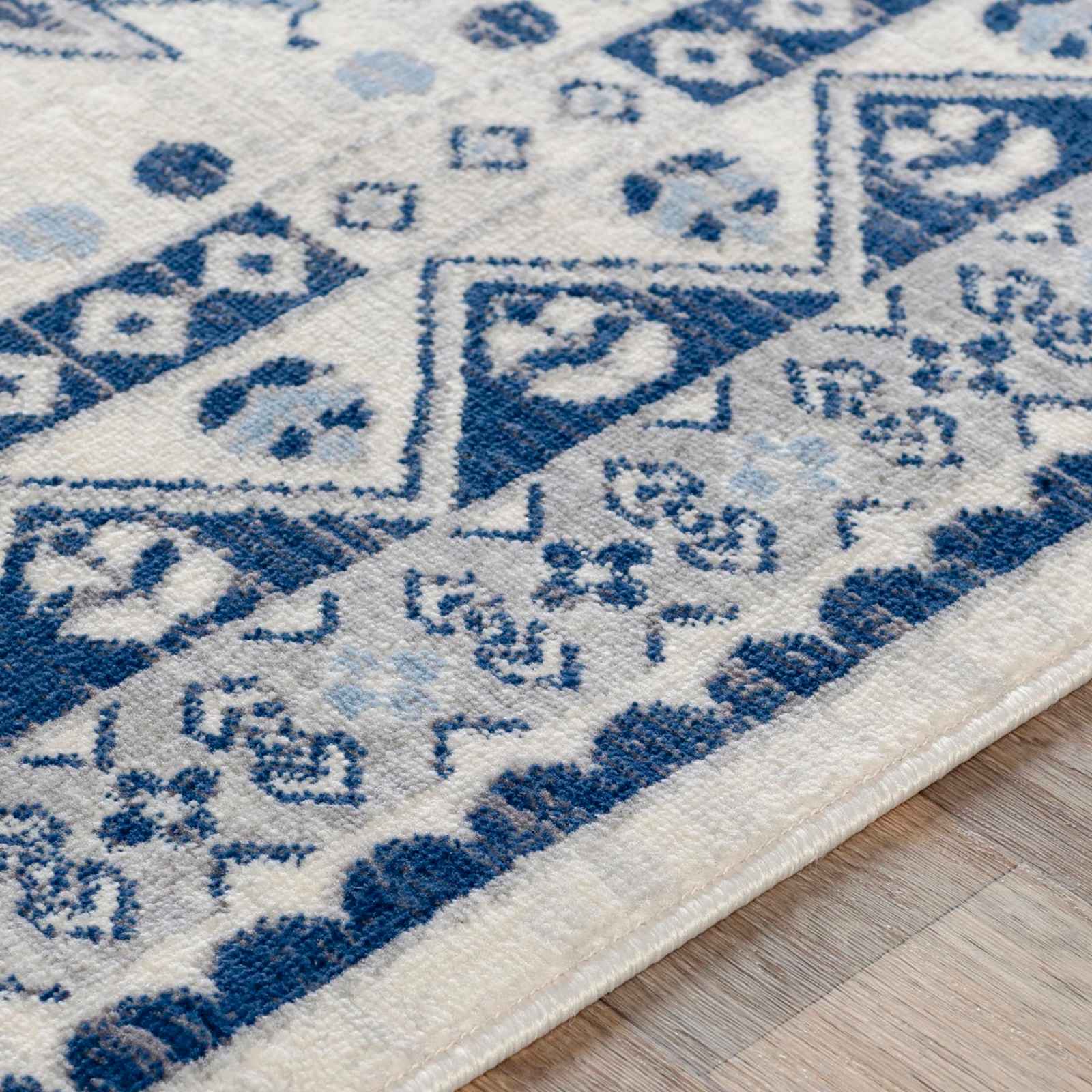 (D496) Roma Blue Medallion Area Rug, 5x7
