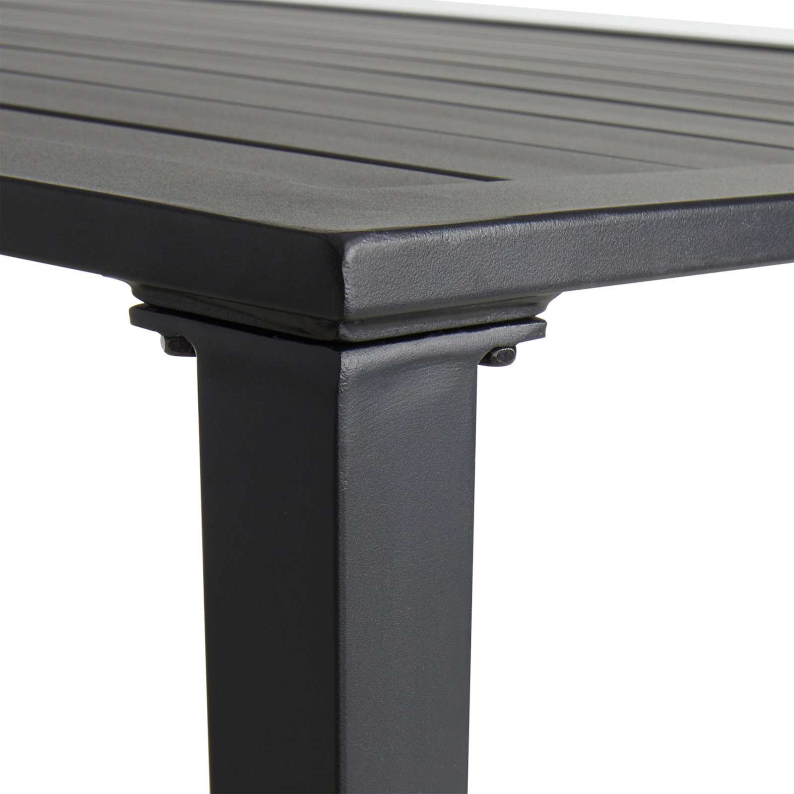 Crosby St. Grammercy Black Steel Slat Patio Dining Table, 60x36 | At Home
