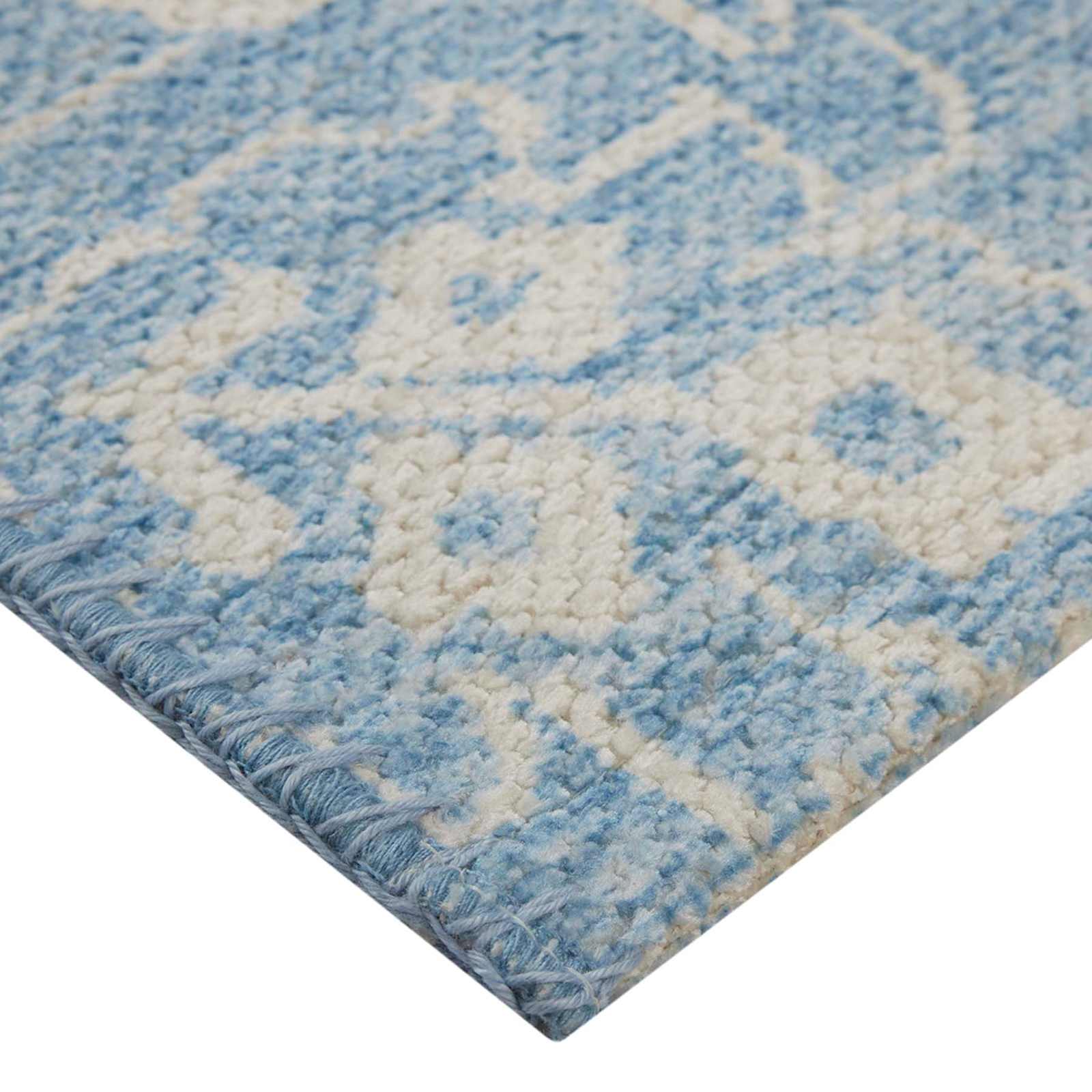 Bistro Light Blue Floral Washable Kitchen Rug with Gelback 22x60 | At Home