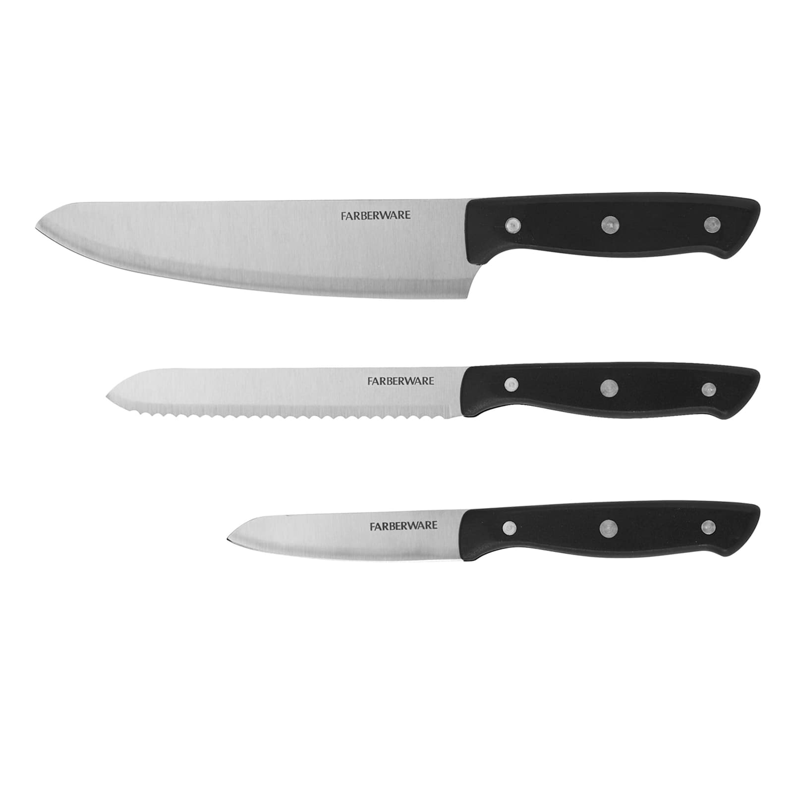 Farberware 3-Piece Triple Riveted Chef Knife Set