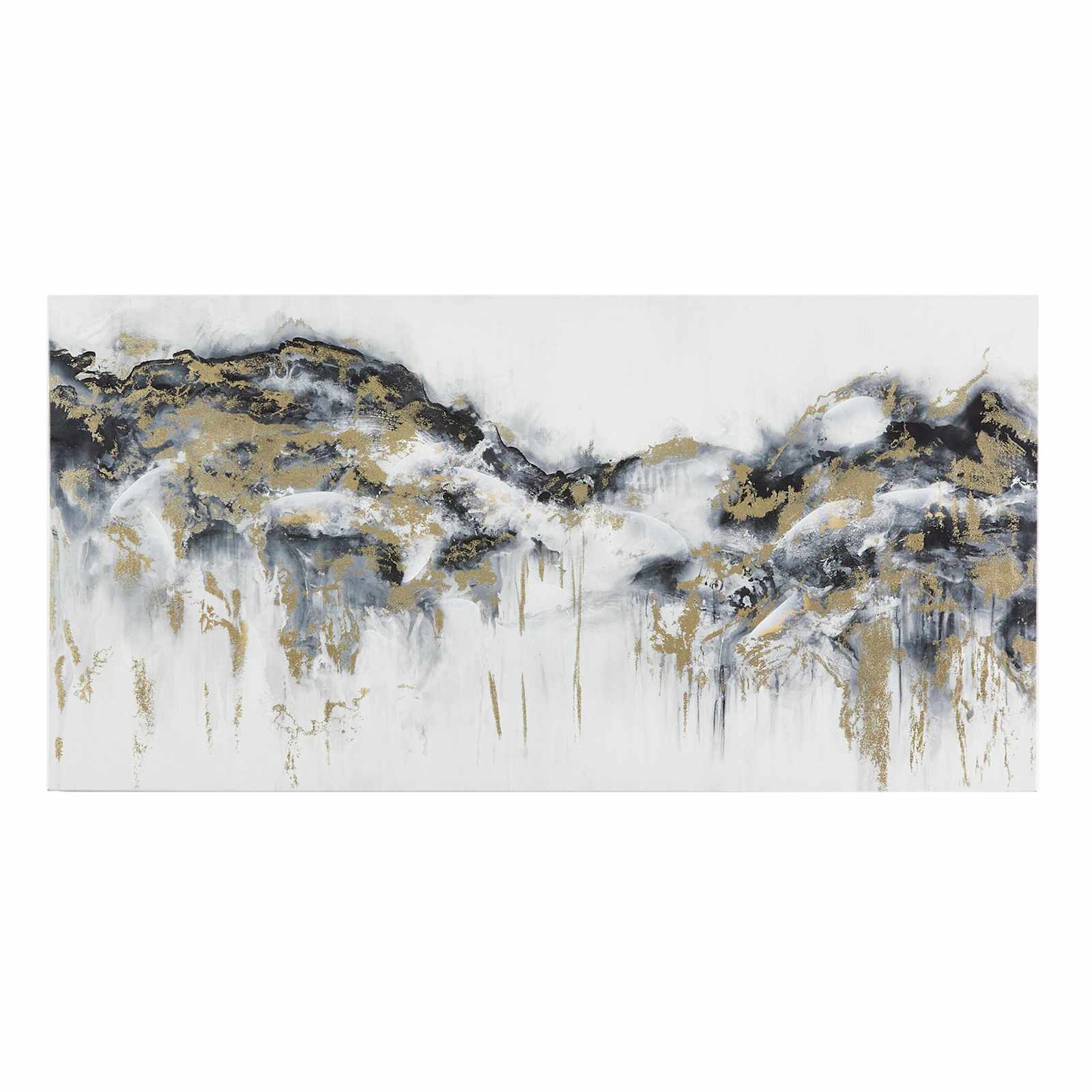 Black & Yellow Abstract Canvas Wall Art, 60x30 | At Home