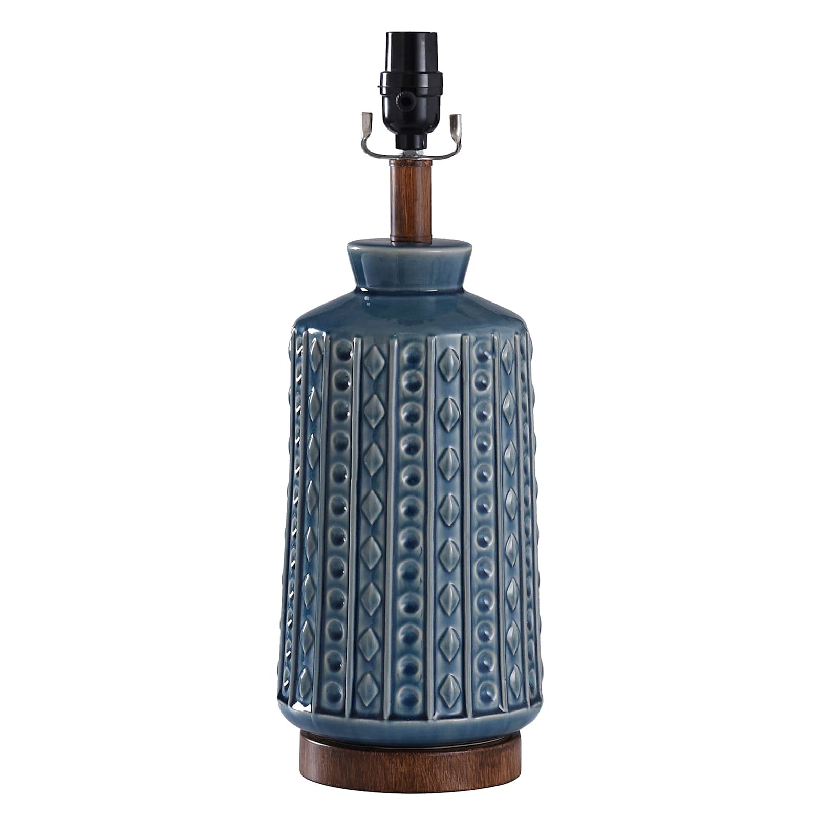 Dark Blue Ceramic Medium Table Lamp Base, 18"