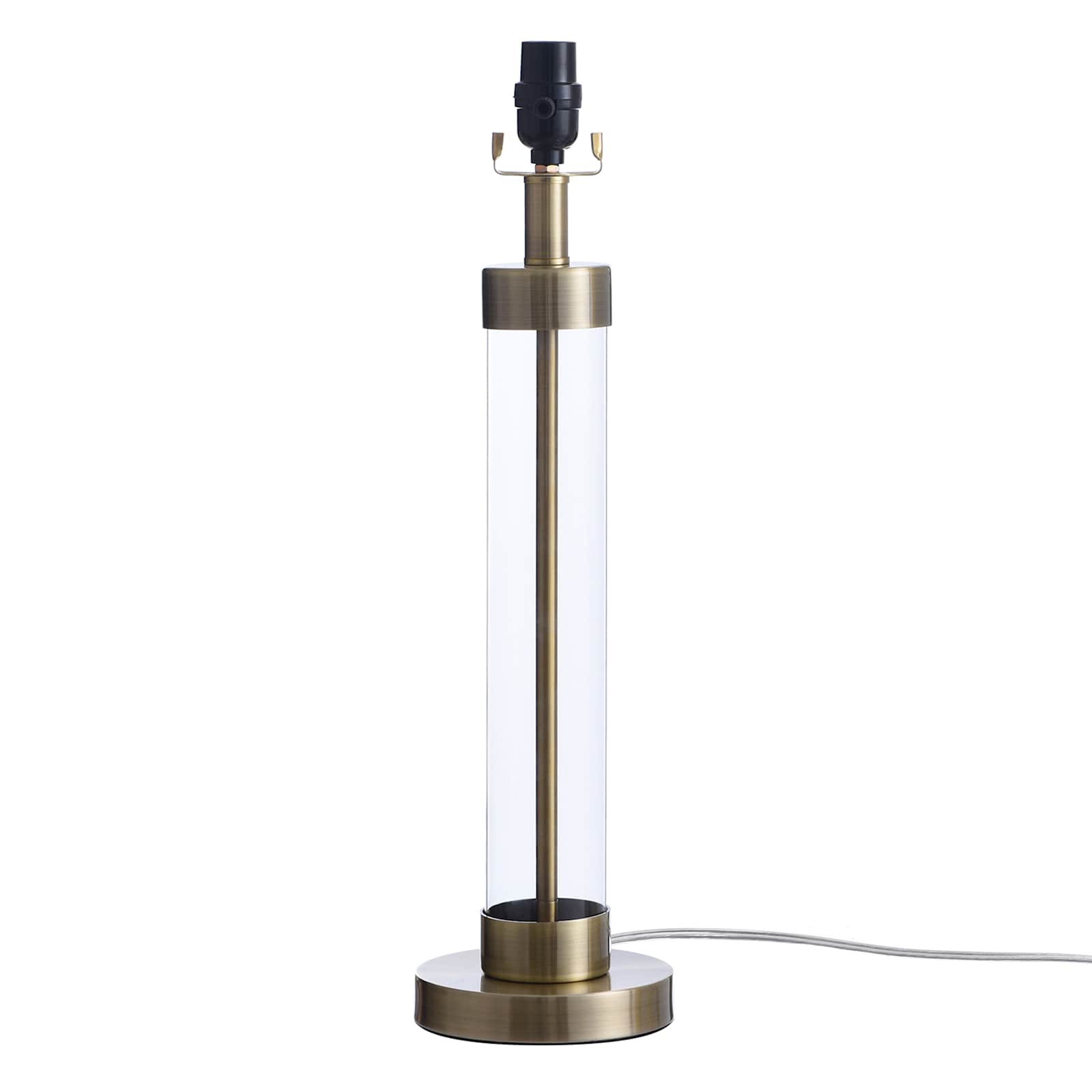 Clear Glass & Gold Metal Large Table Lamp Base, 23"