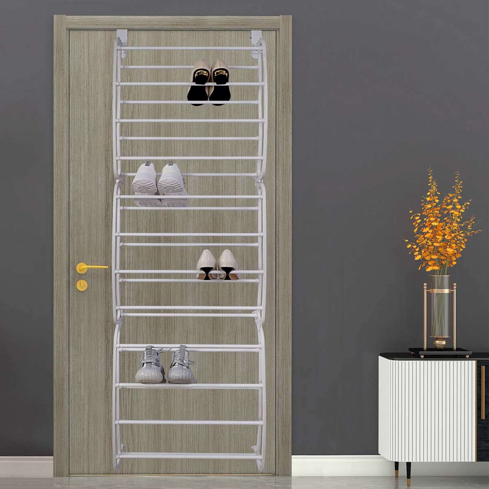 36-Pair Over The Door Shoe Organizer, White