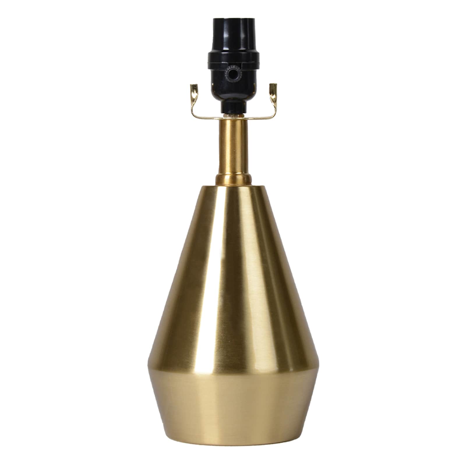 Brushed Brass Metal Mini Tapered Cone Small Lamp Base, 12.5"