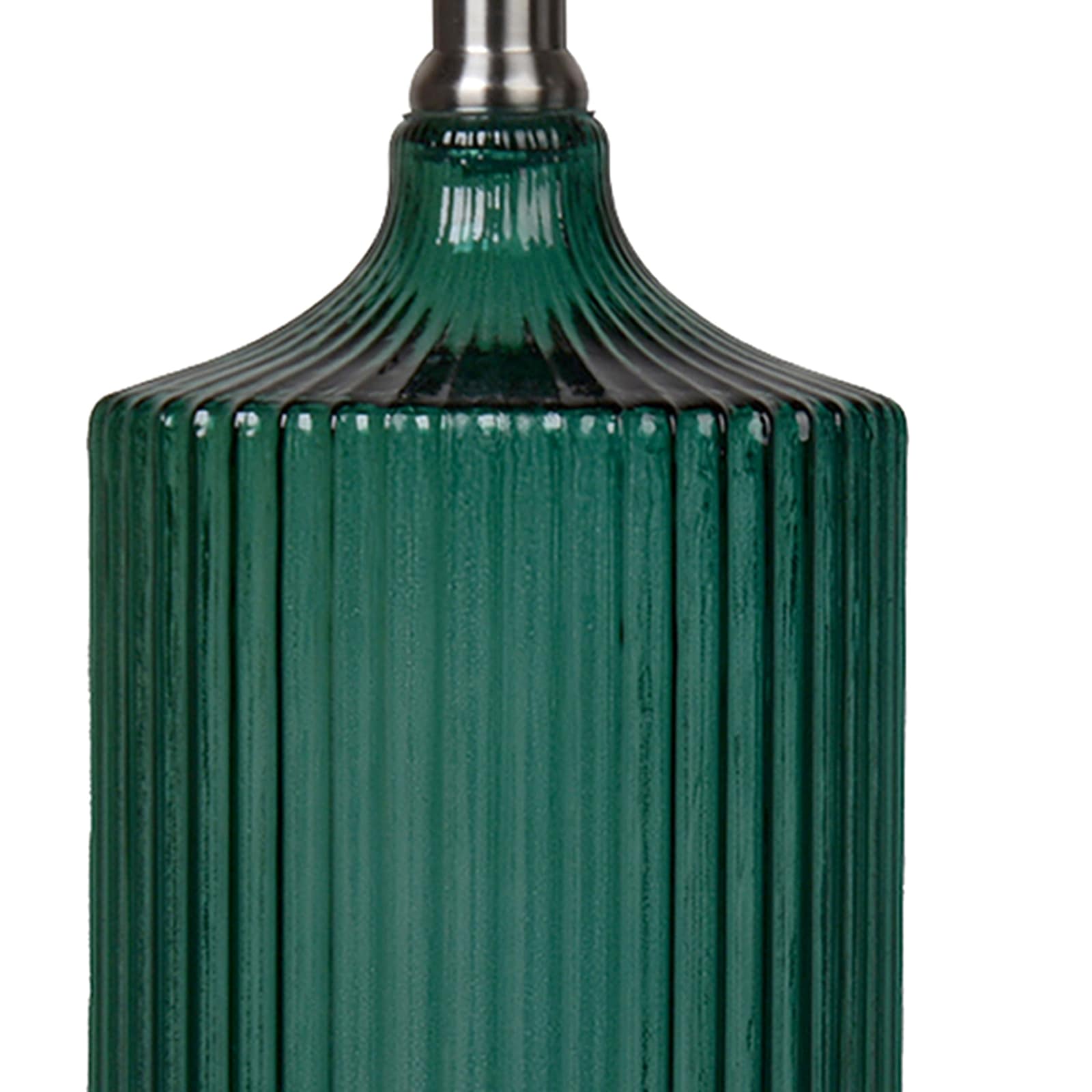 Found & Fable Green Ribbed Glass Small Lamp Base, 15"