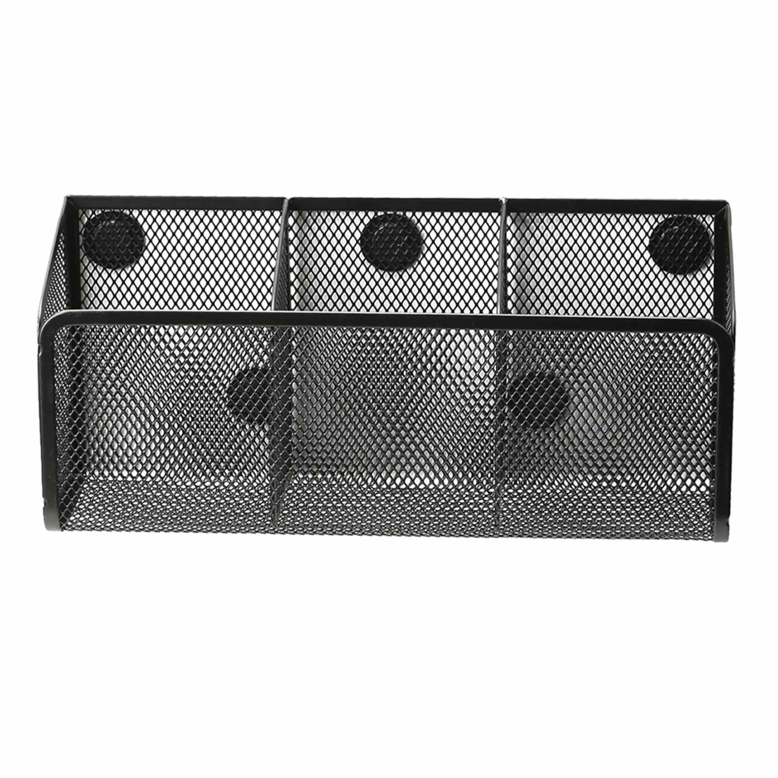 3-Compartment Metal Mesh Magnetic Organizer, Black