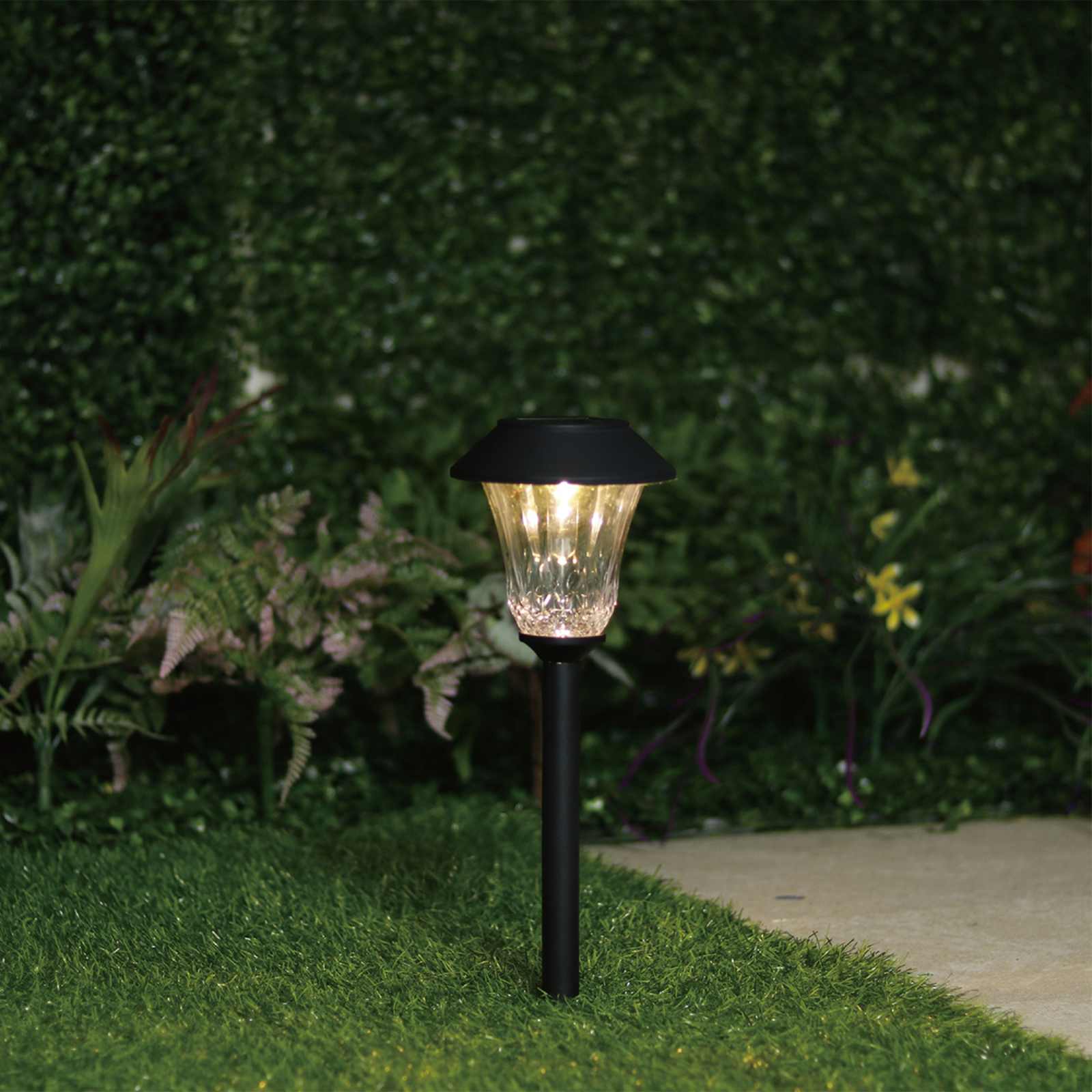 Black Lennon LED Solar Pathway Light | At Home