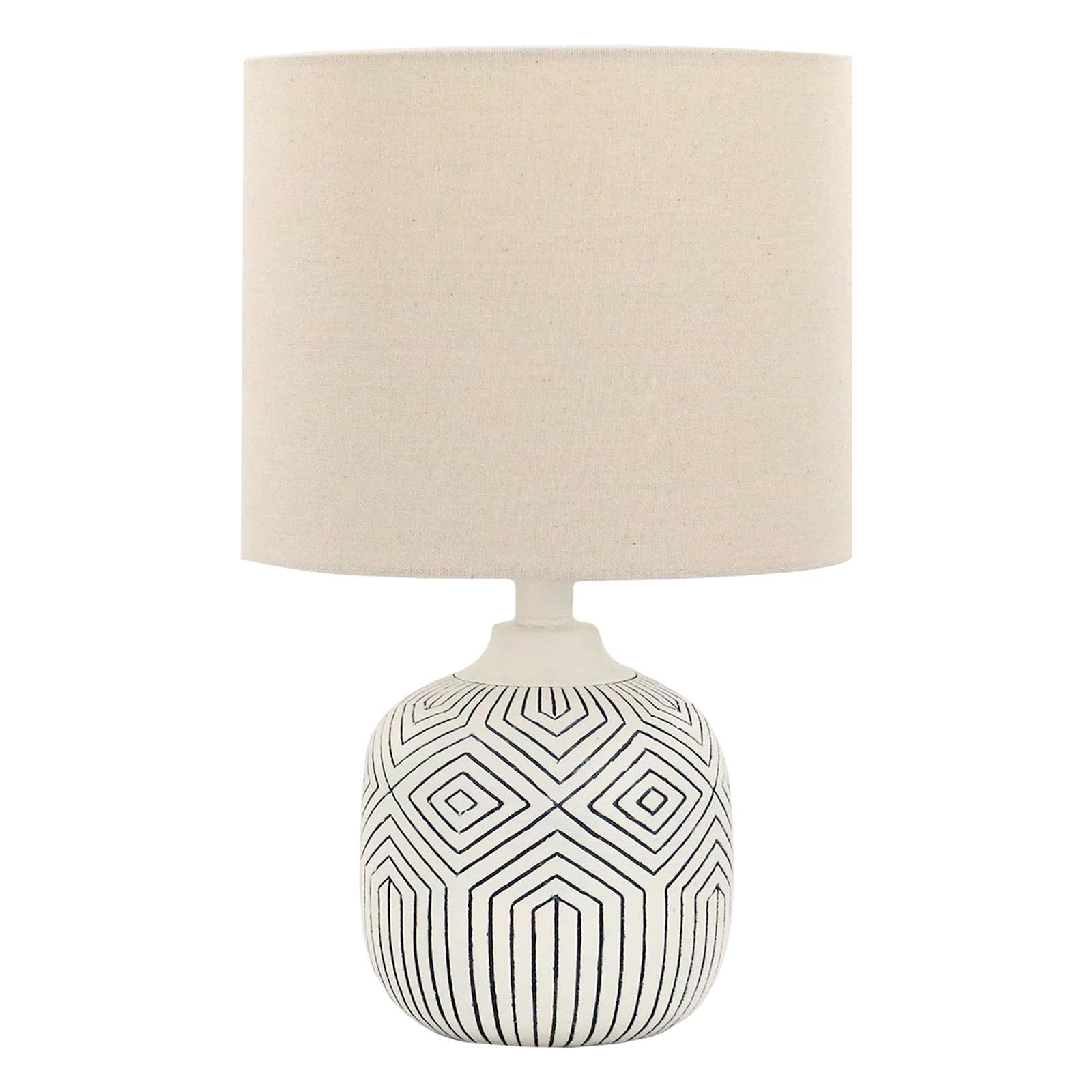 Found & Fable Grey Embossed Lamp with Shade, 16"