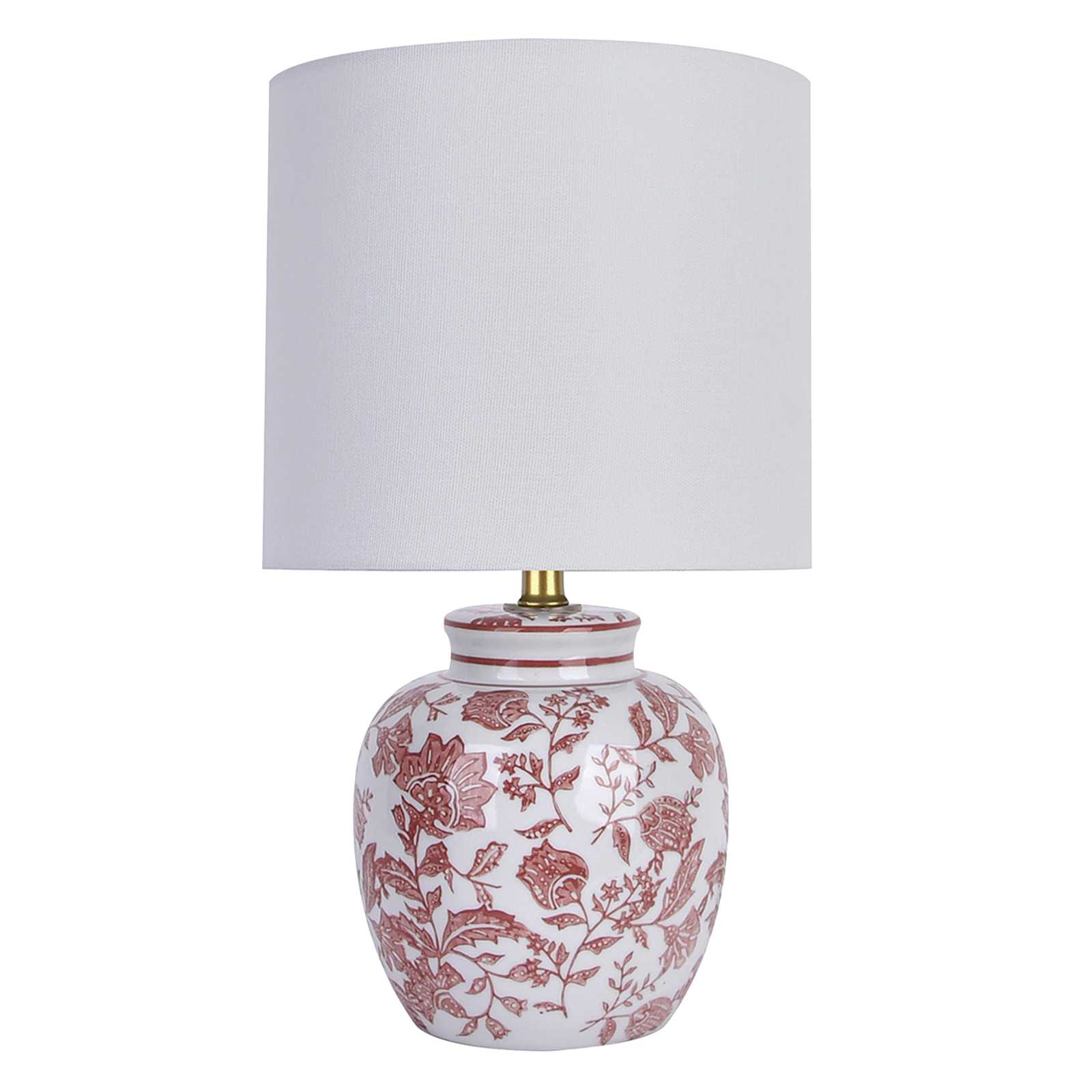 Providence Red Ceramic Chinoiserie Small Lamp, 14"