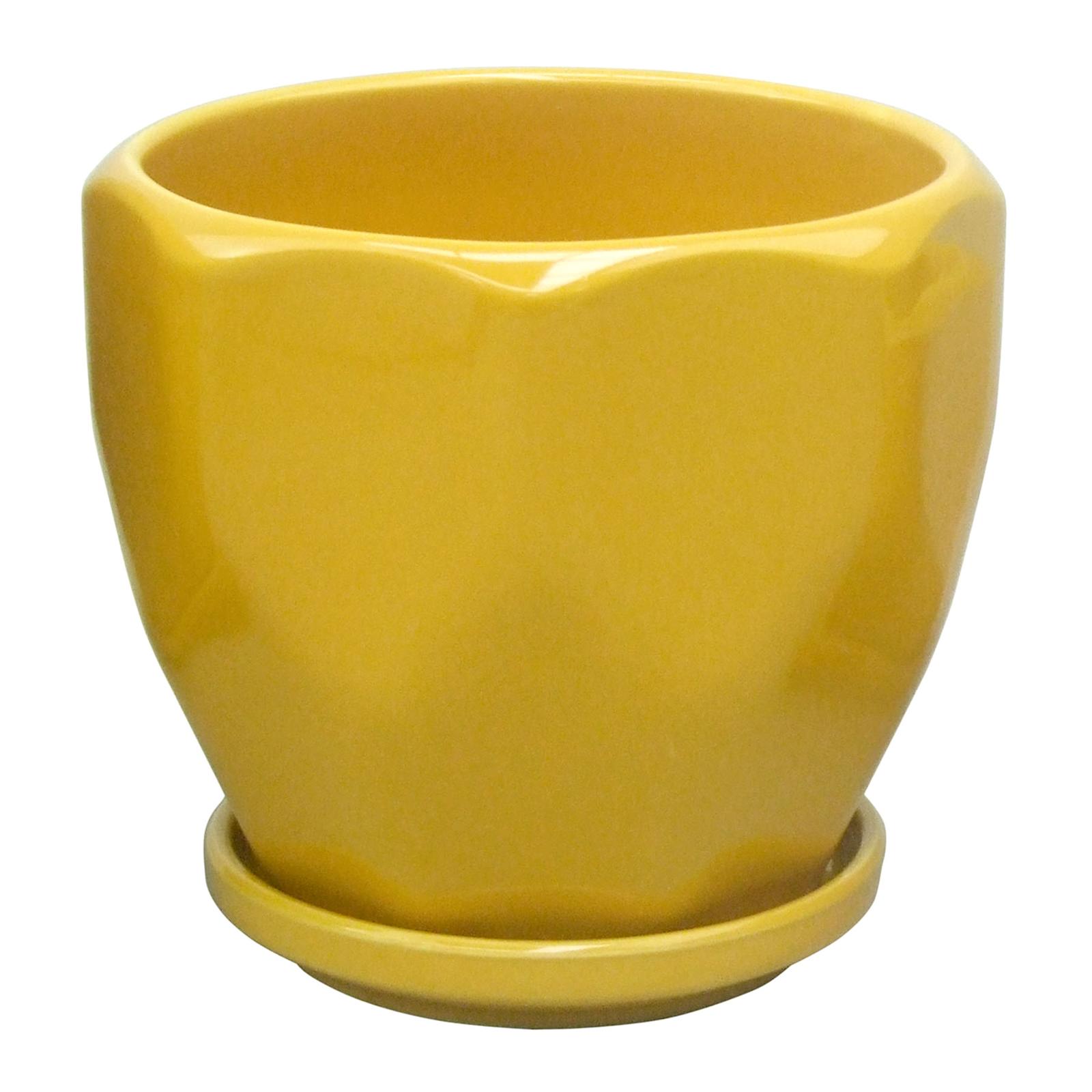 Indoor Hexa Yellow Ceramic Pot, Small | At Home