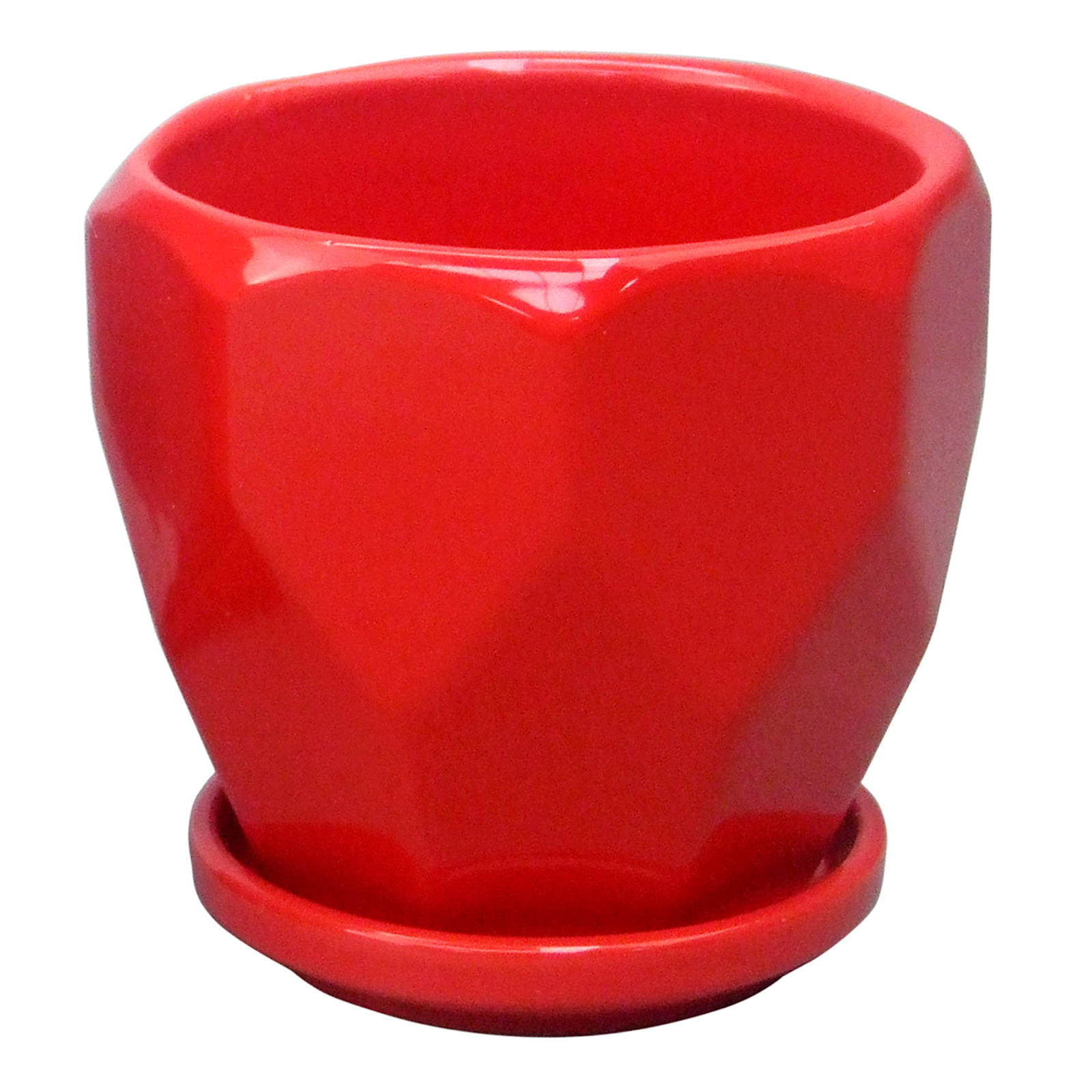 Indoor Hexa Red Ceramic Pot, Extra Small | At Home