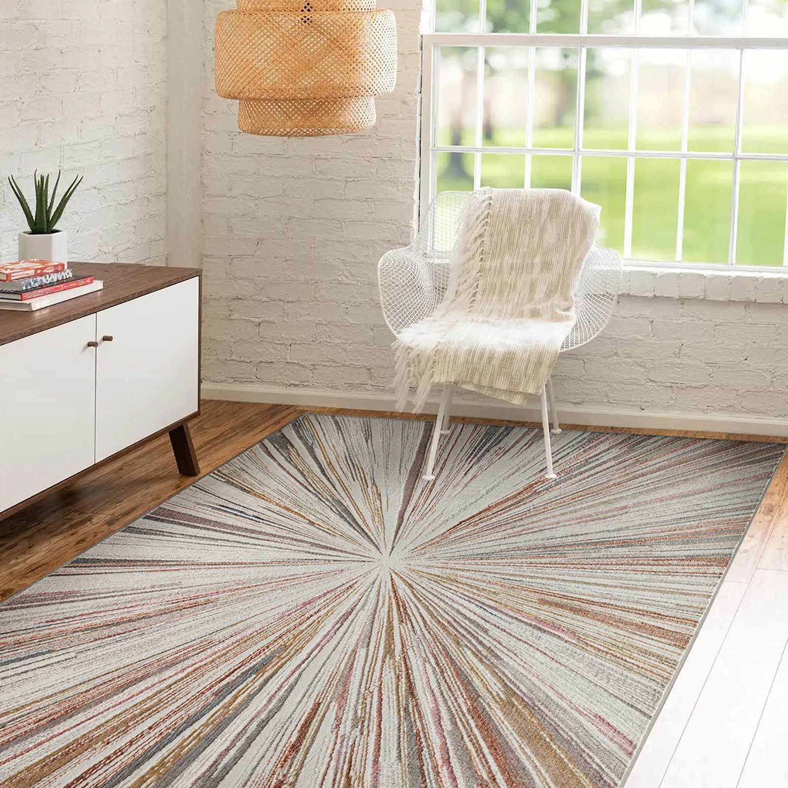 Crestline Neutral Grey Abstract Rug 5x7 | At Home