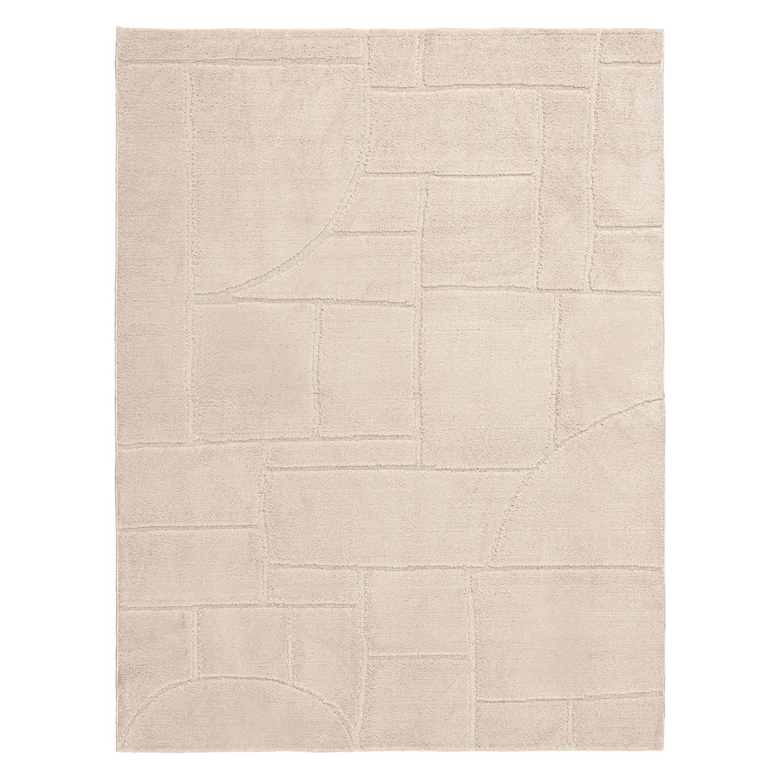 (D607) Crosby St. Athena Cosmo Cream High-Low Area Rug, 5x7