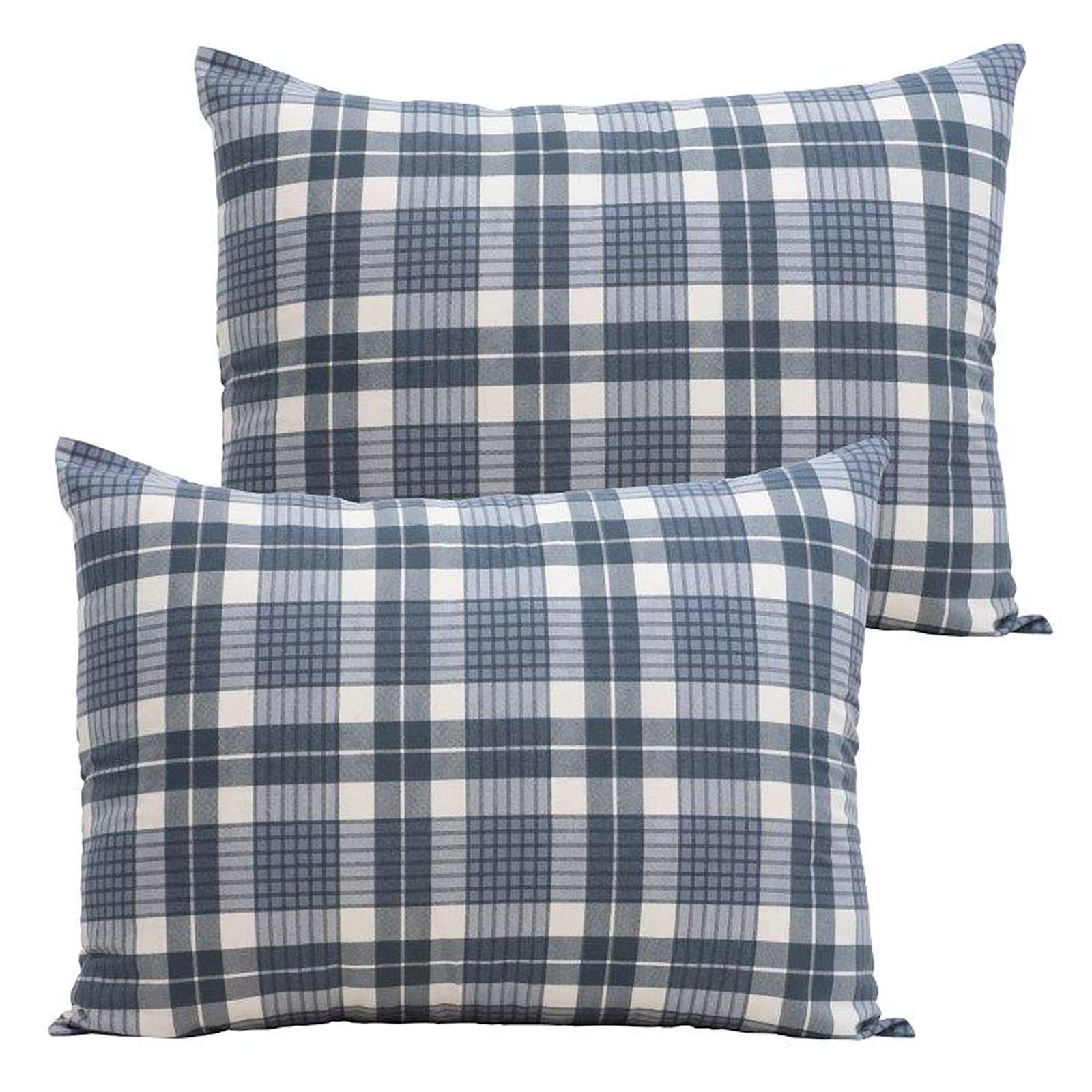 Honeybloom 3-Piece Blue Plaid Flannel Printed Cotton Comforter Set ...