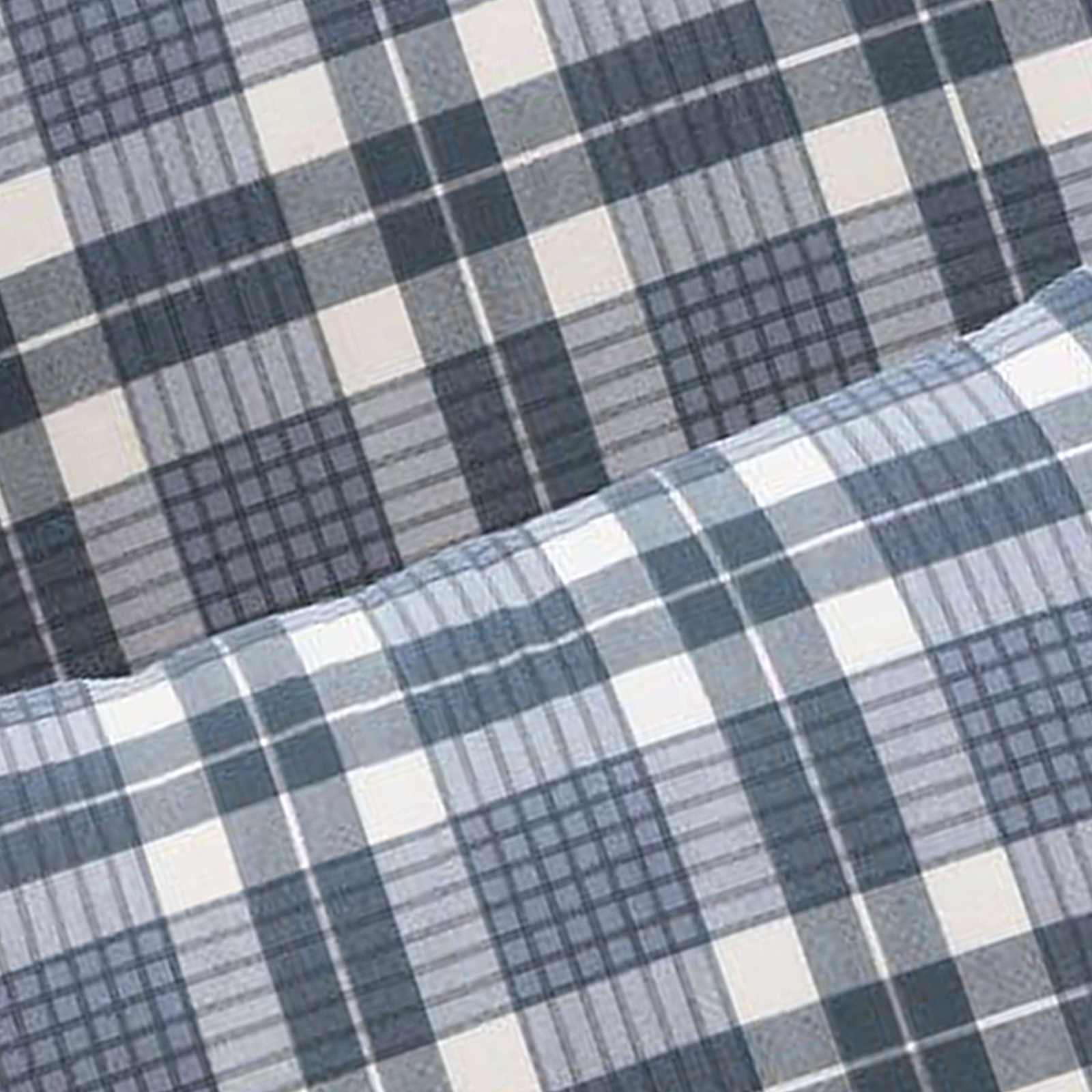 Honeybloom 3-Piece Blue Plaid Flannel Printed Cotton Comforter Set ...