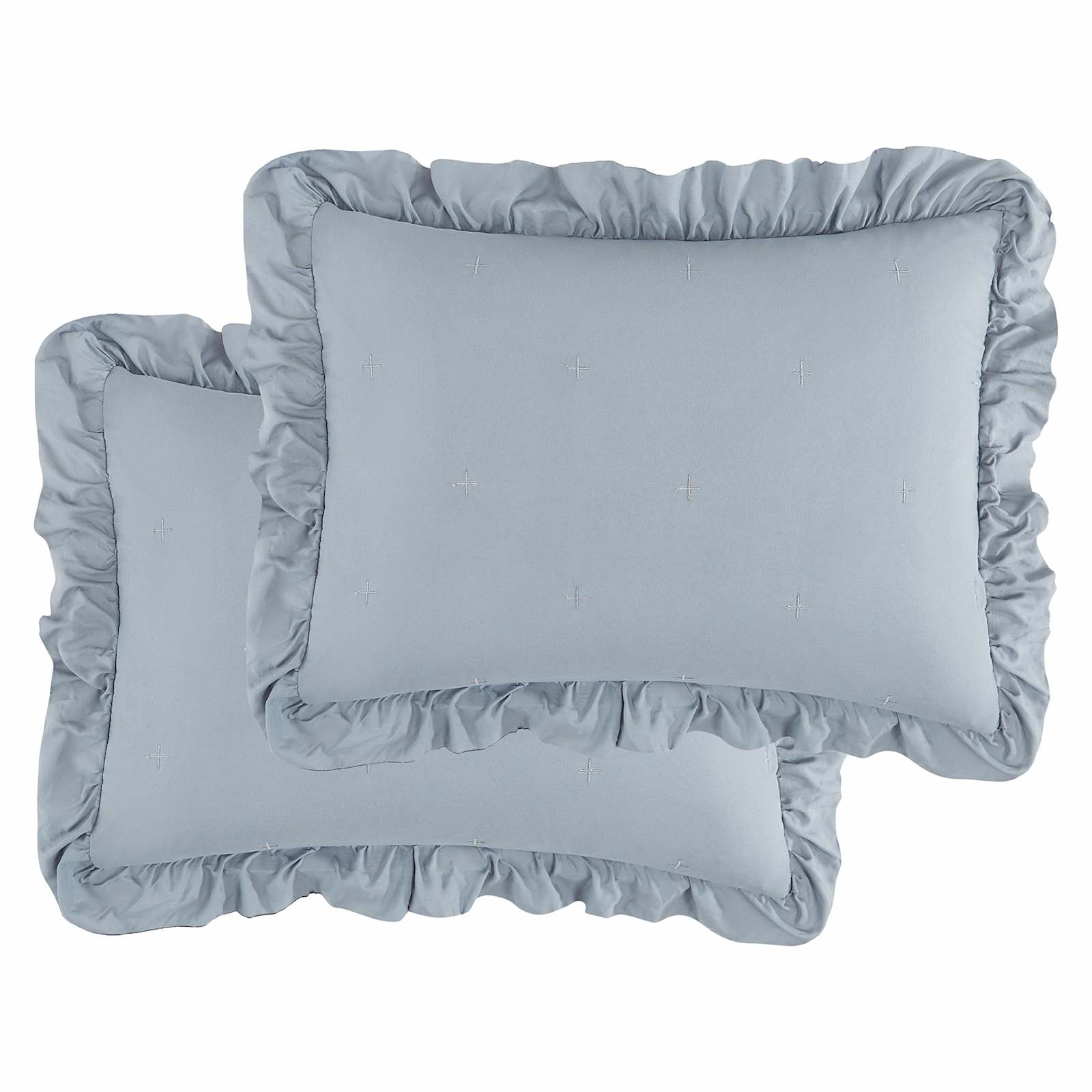 Honeybloom 5-Piece Light Blue Garment Washed Ruffle Comforter Set, King