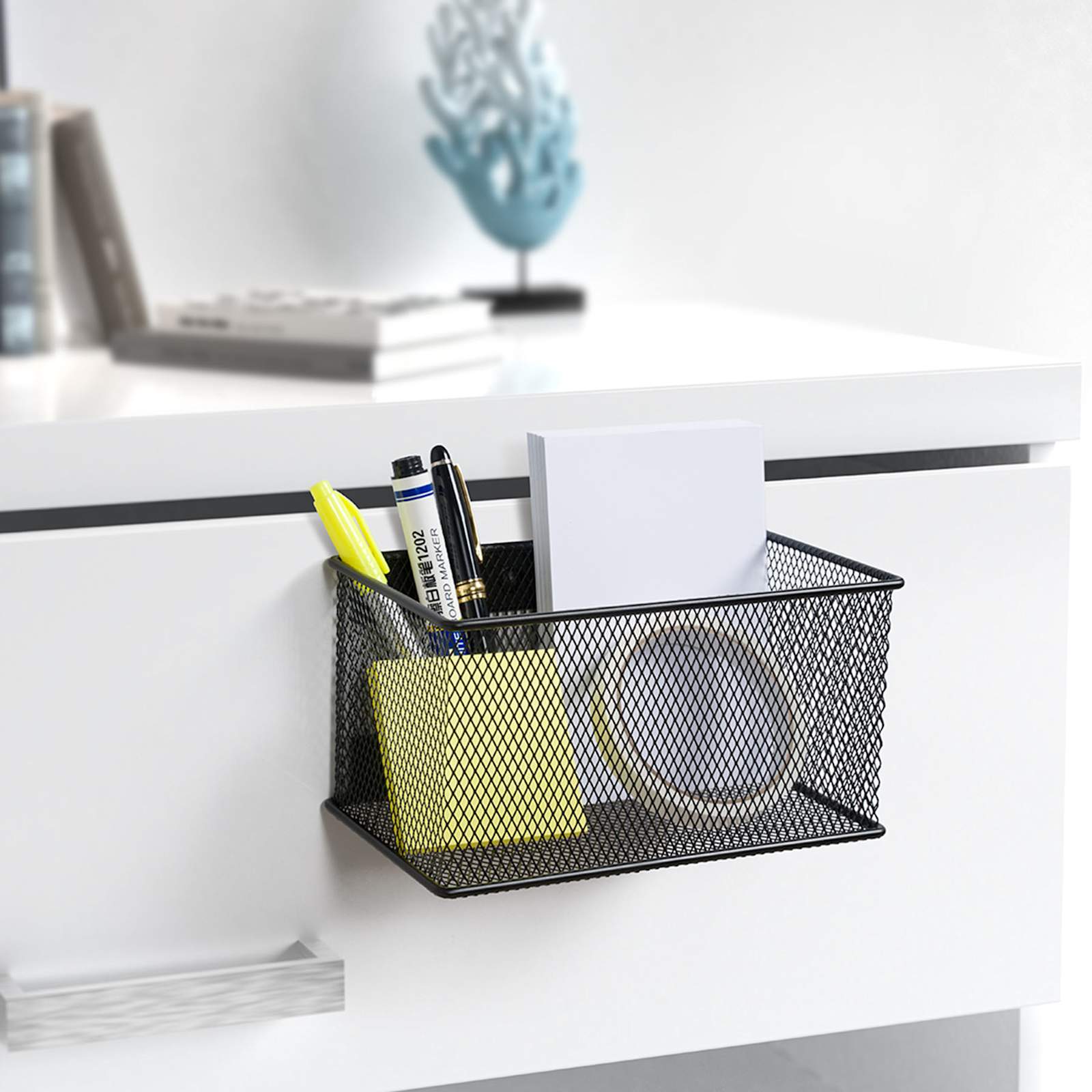 Black Metal Mesh Magnetic Organizer, Medium