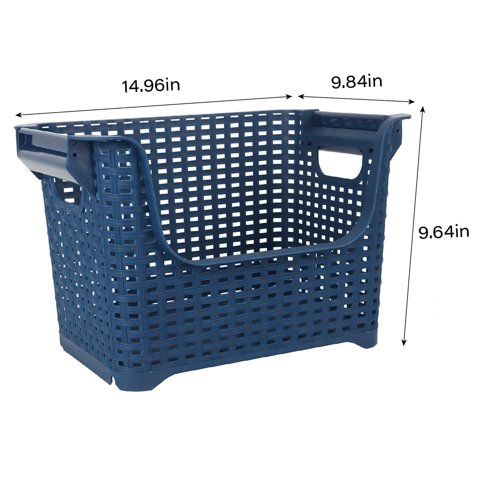 Crossover Weave Stackable Storage Basket, Navy Blue