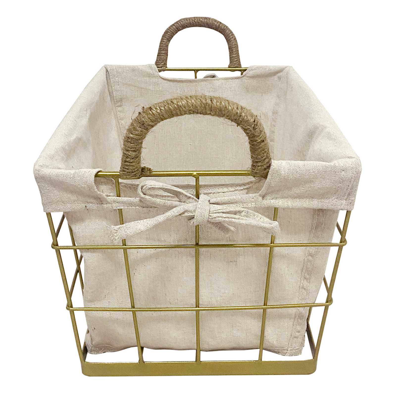 Tapered Rectangle Metal Grid Basket with Liner