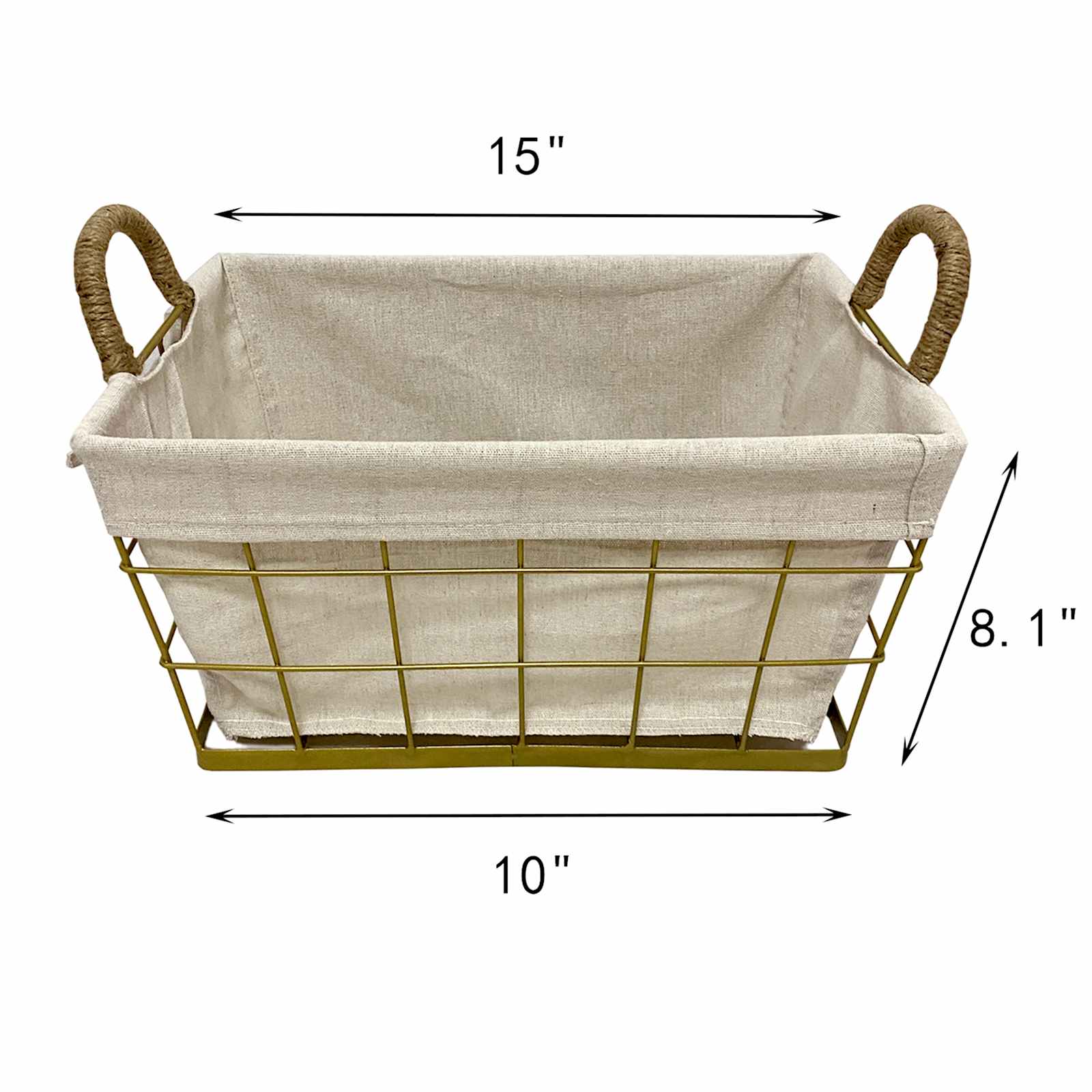 Tapered Rectangle Metal Grid Basket with Liner