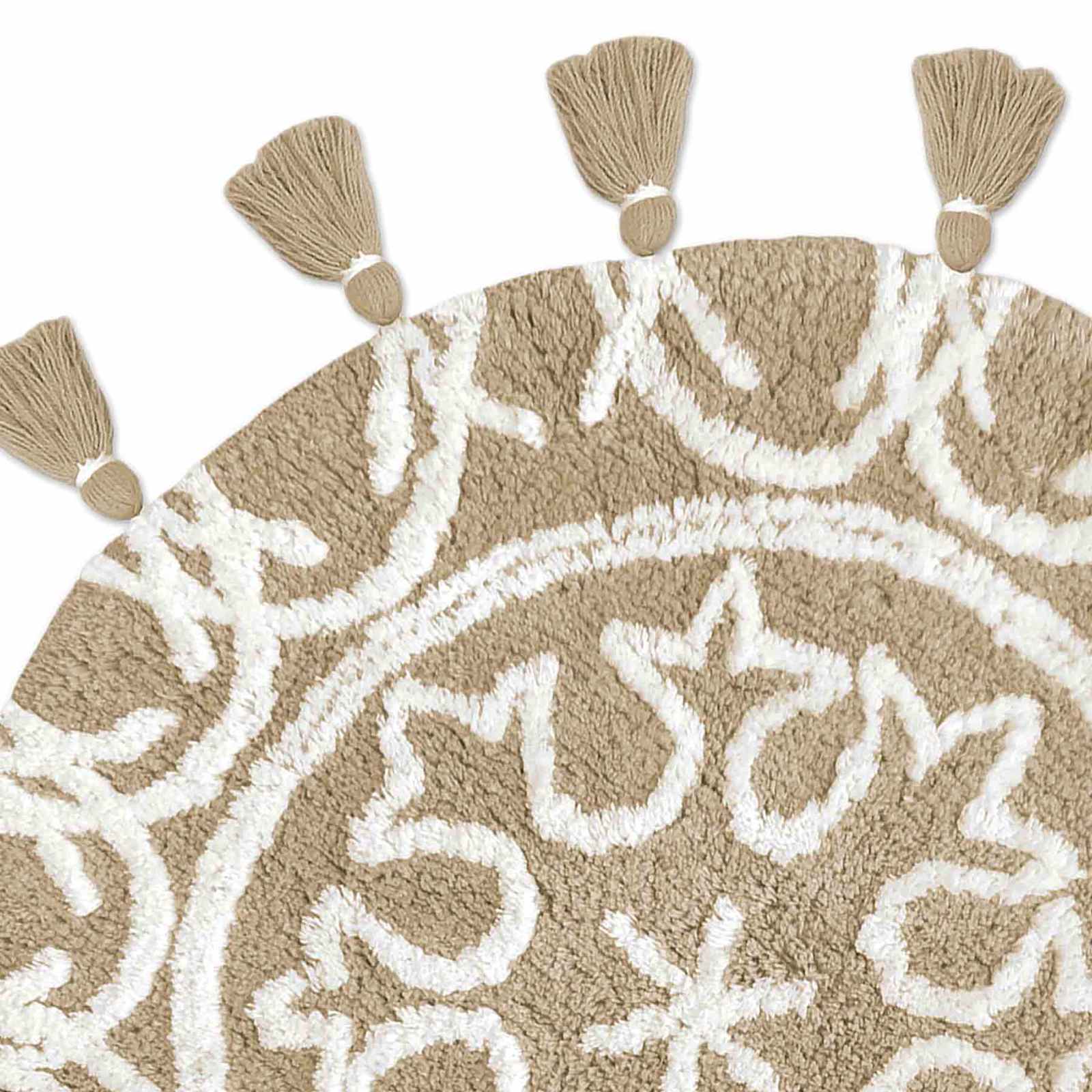Tufted Tan Round Bath Rug 24in | At Home