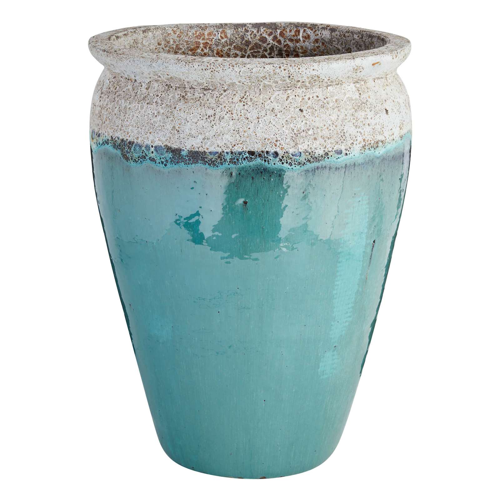Acadia White & Aqua Outdoor Planter | At Home
