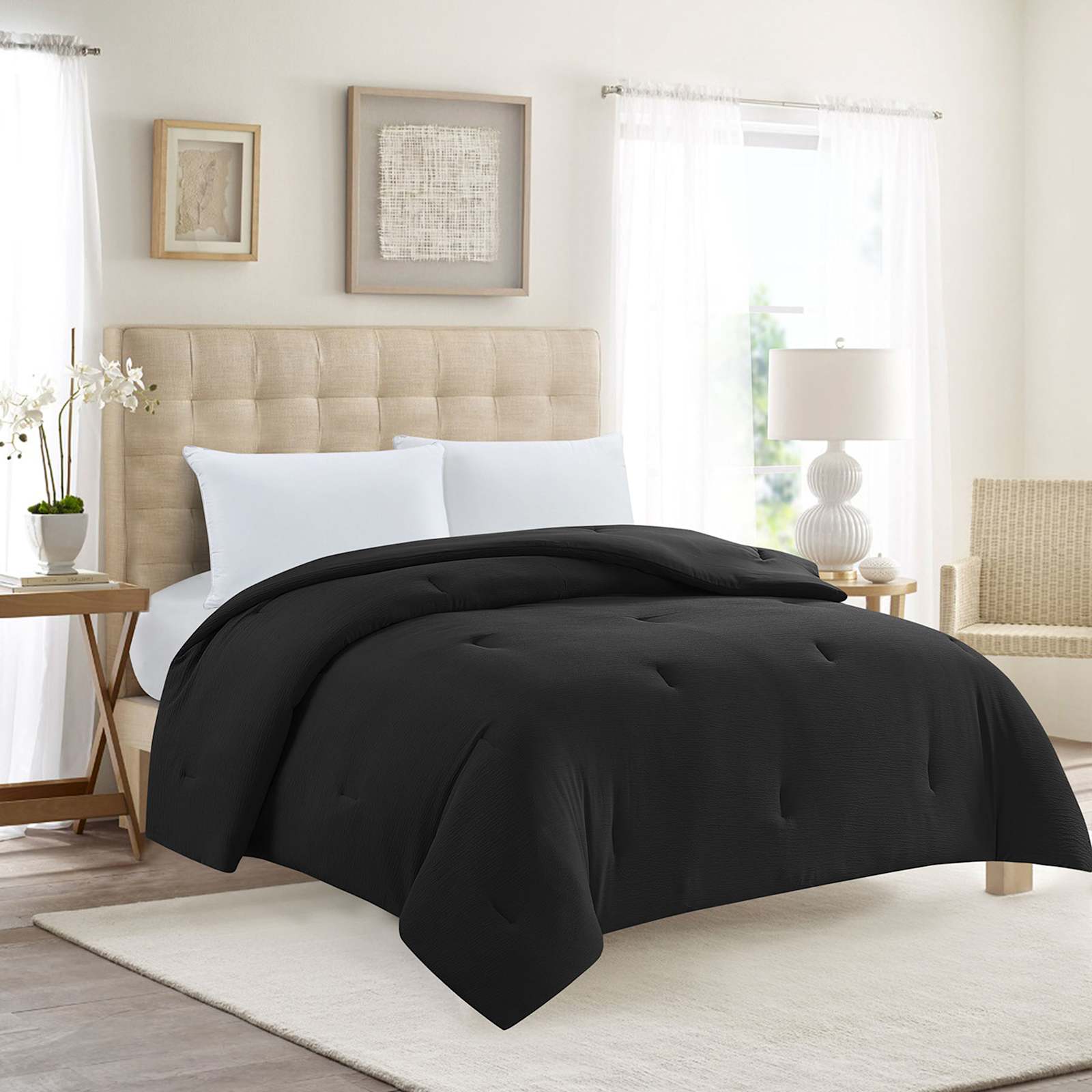 Black Microfiber Comforter, Full/Queen